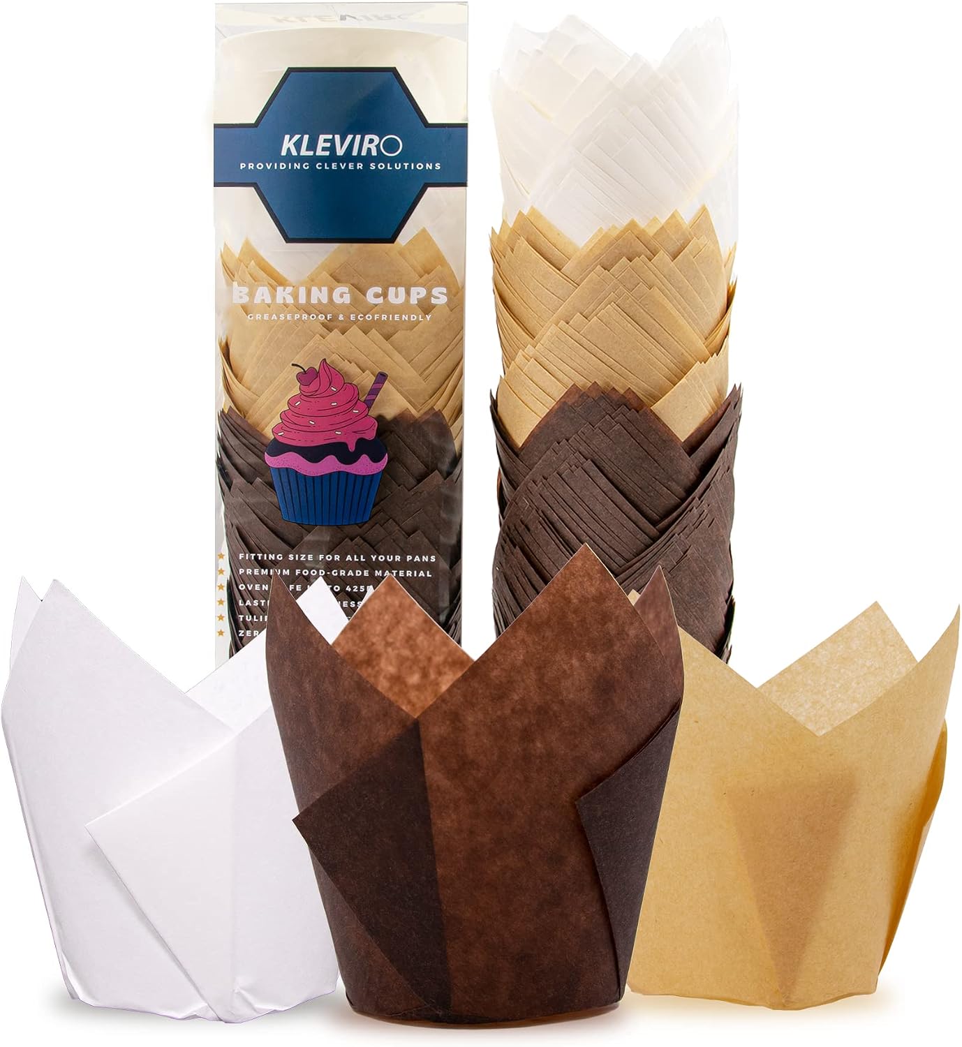 Amazon.com: KLEVIRO 200 Pcs Tulip Cupcake Liners for Baking - Non-stick ...