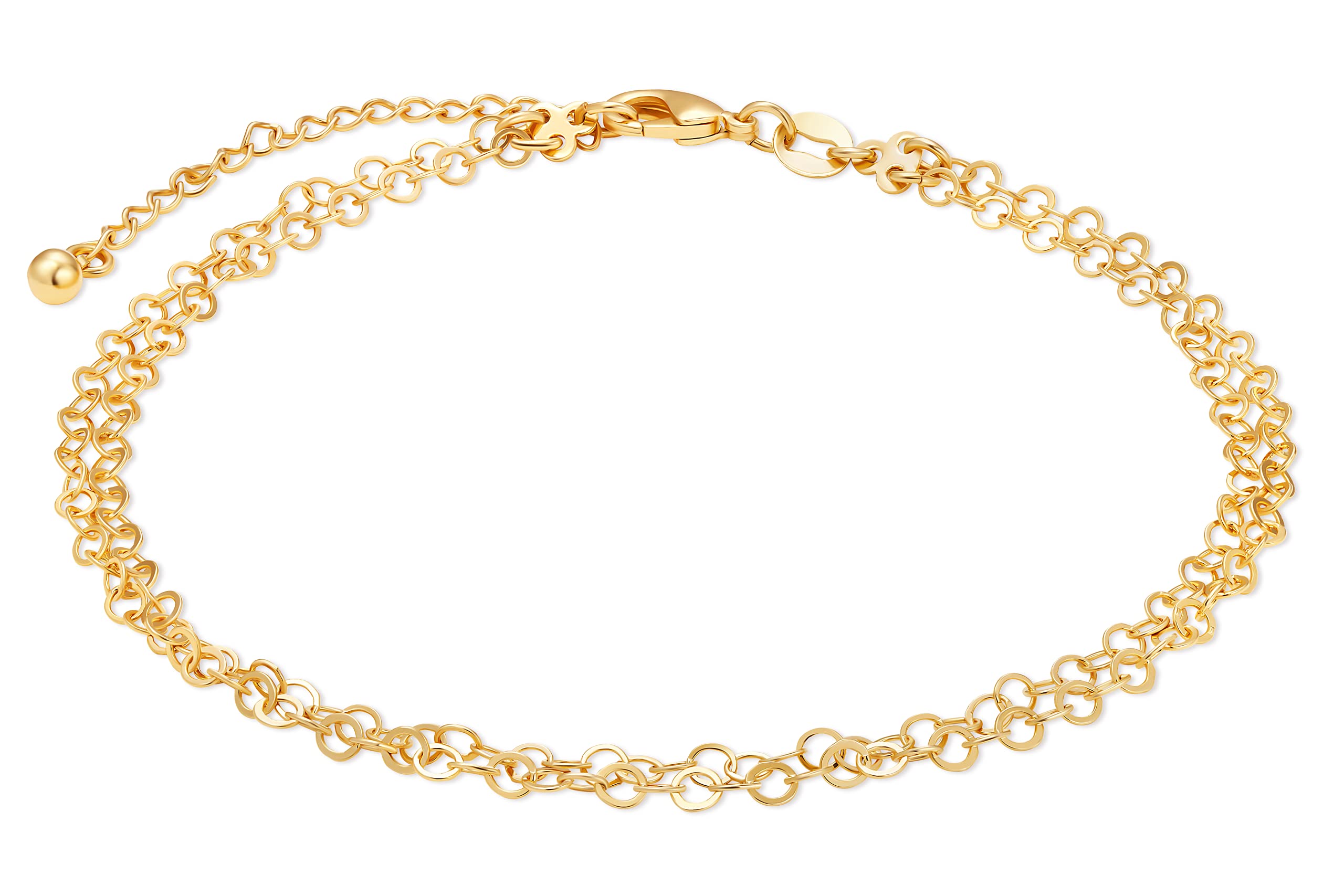 Amazon.com: Barzel 18K Gold Plated Anchor Layered Anklet for Women, 10 Inches with 2 Inches ...