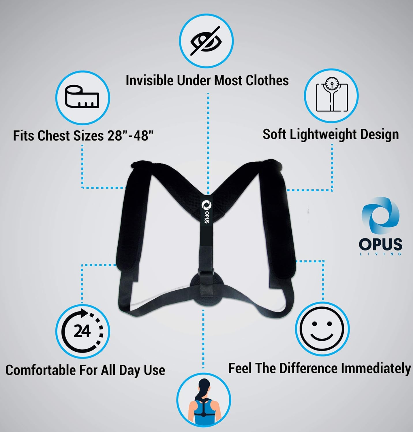Opus Living Posture Corrector for Men and Women, Upper Back Brace ...