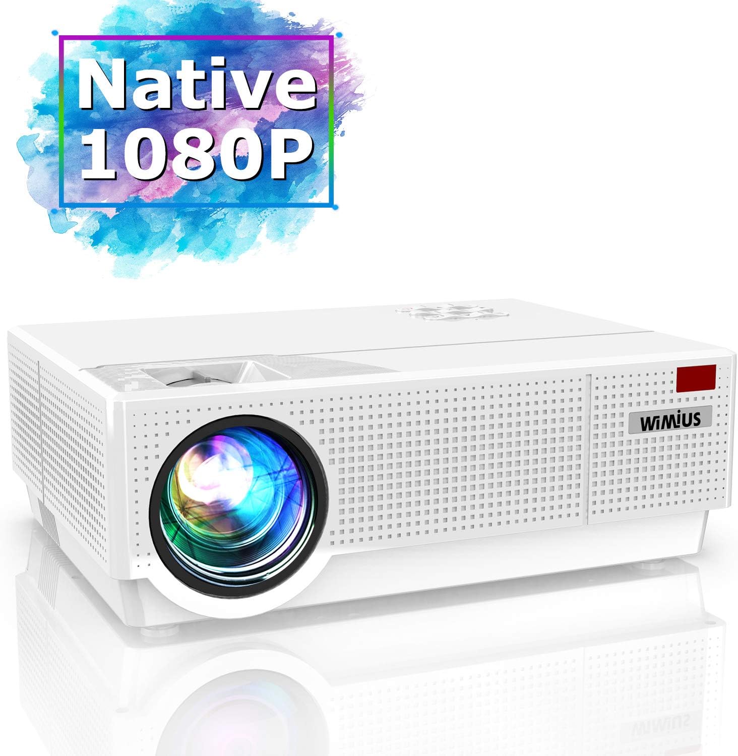 Projector, WiMiUS 6800 1920x 1080P Native Full HD Video Projector, ±50 ...