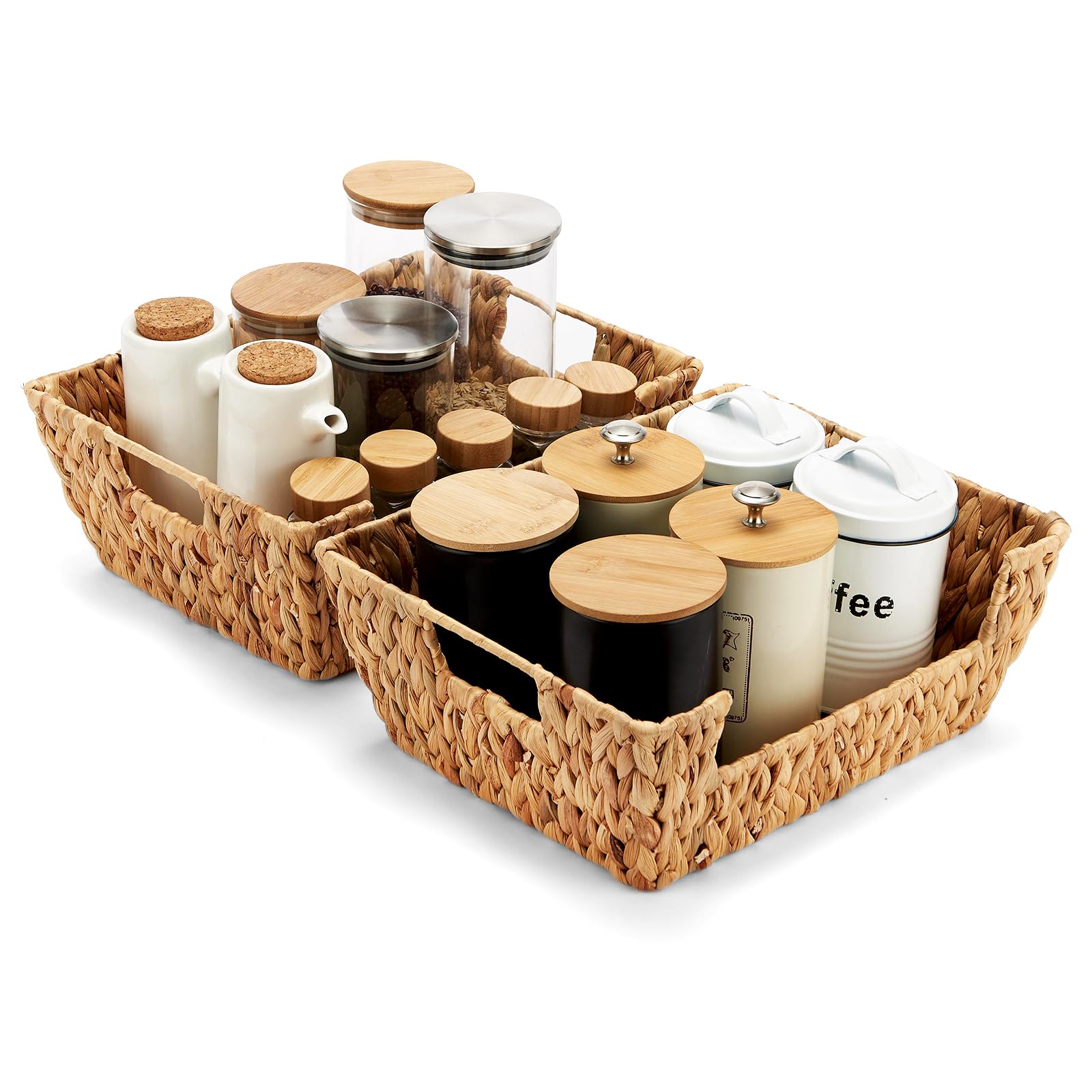 Amazon.com: ROSOS Wicker Baskets 2 Pack, Water Hyacinth Wicker Storage ...