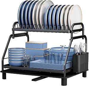 Dish Drying Rack,2 Tier Removable Top-Shelf Dish Racks for Kitchen Counter,Dish Drainers with ...