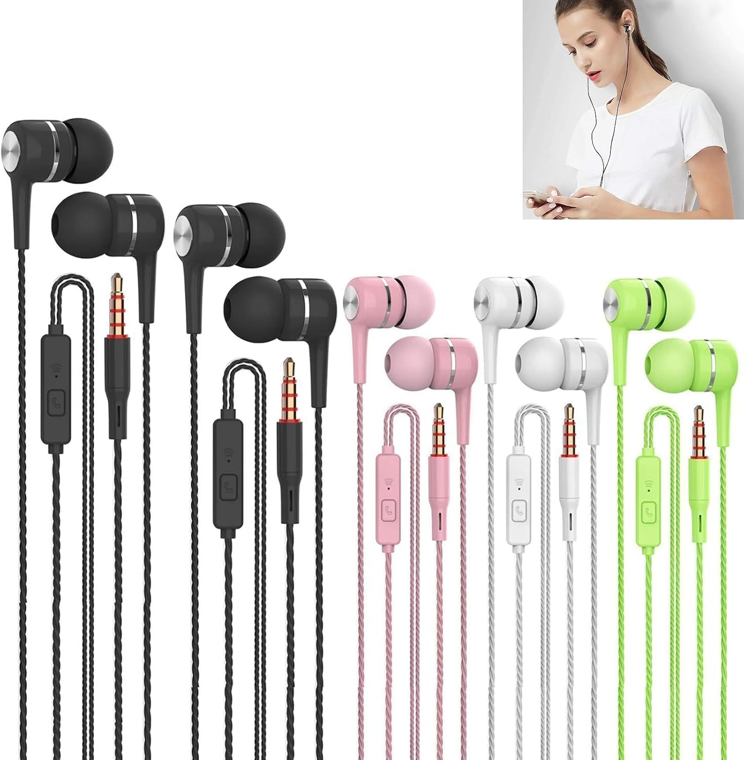 Amazon.com: 5 Pack Wired Earbuds with Microphone, in-Ear Headphones ...