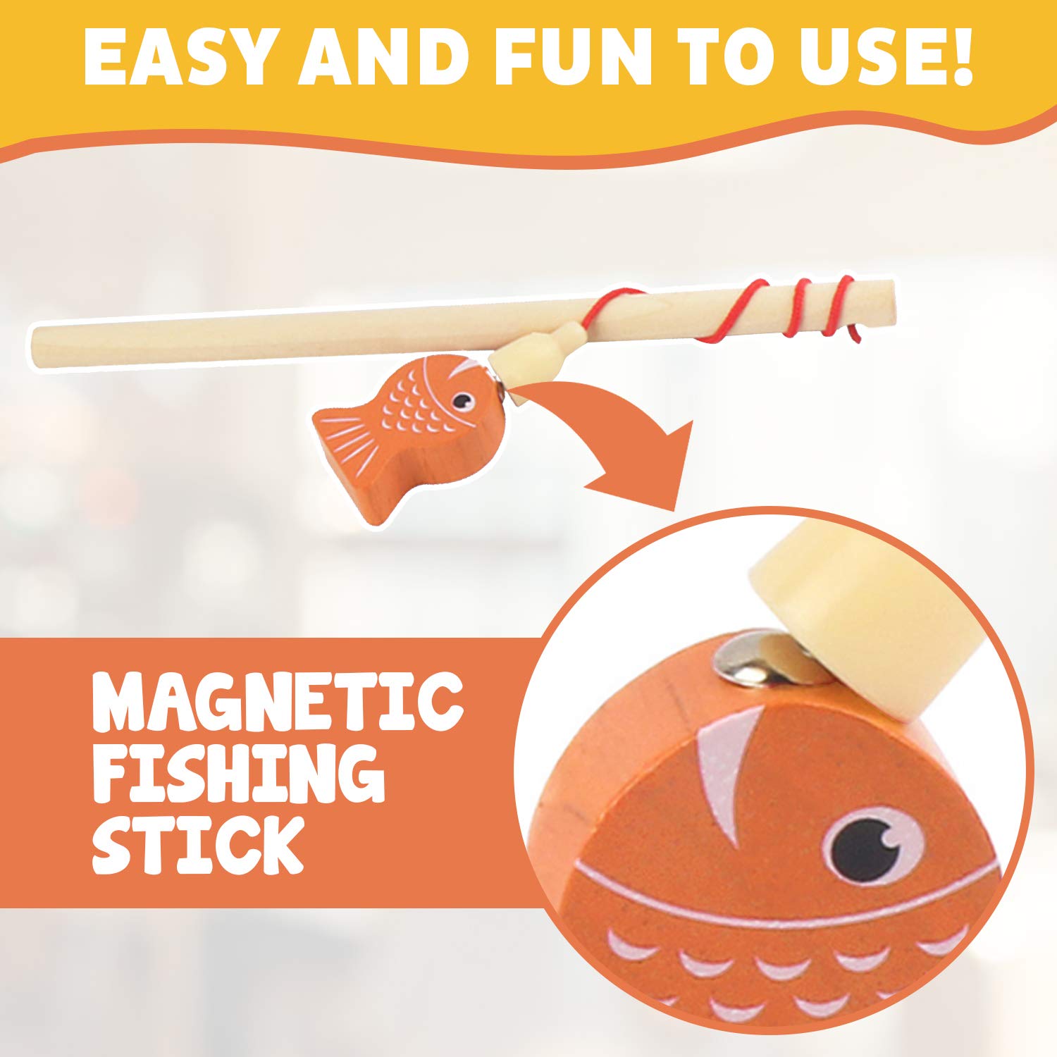 Buy Magnetic Wooden Fishing Game For Kids, Math and Counting Toy Board ...