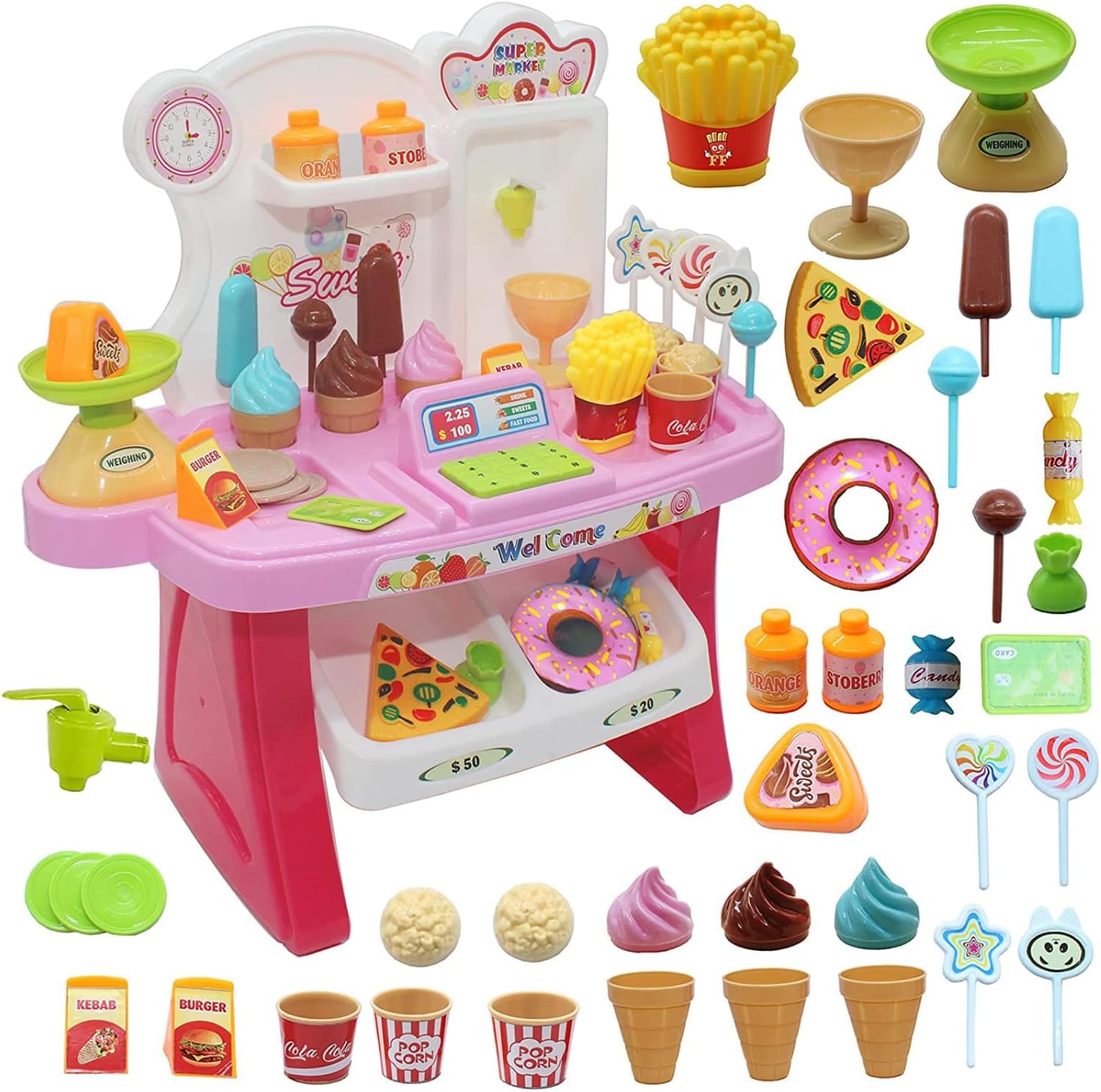 Buy Sakuya Mini Supermarket Kit Toy for Girls and Boys Kids (Pink ...