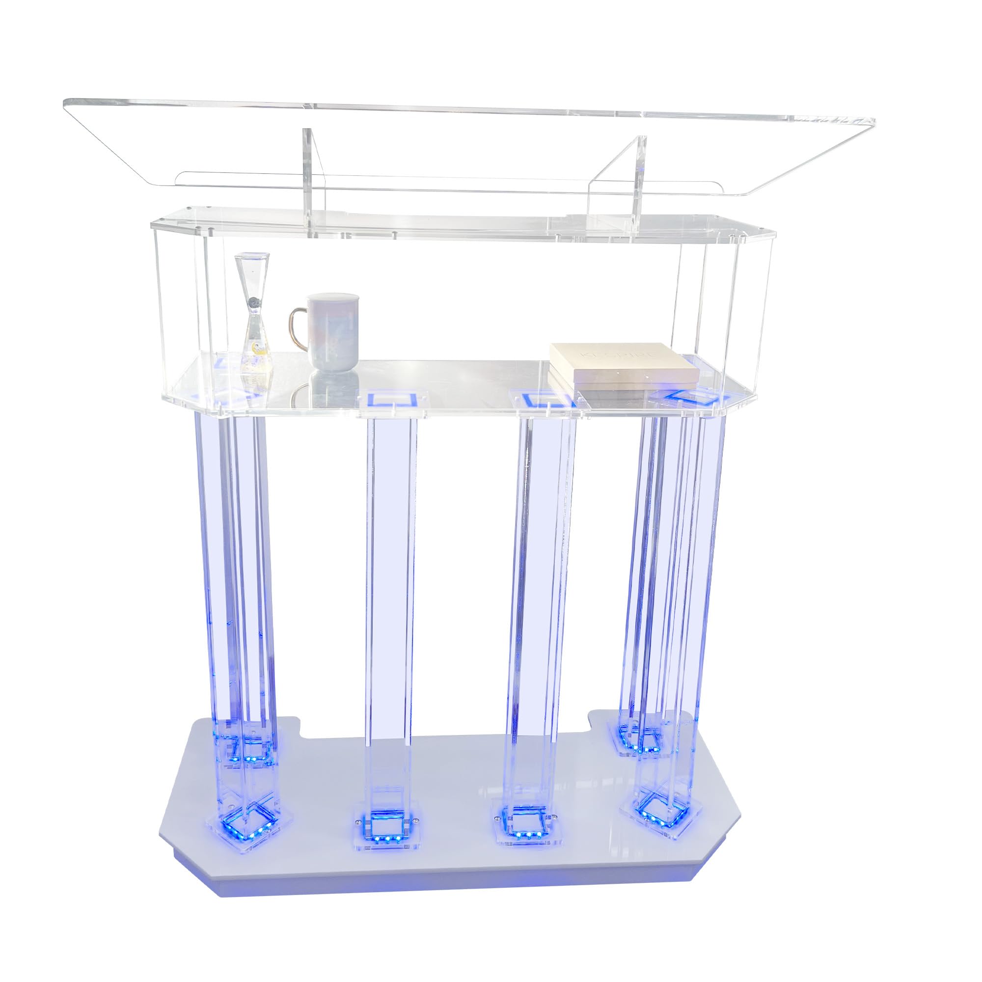 Amazon.com : Mecpramy 3 Tier Acrylic Podium,LED Lectern with 6 Column ...