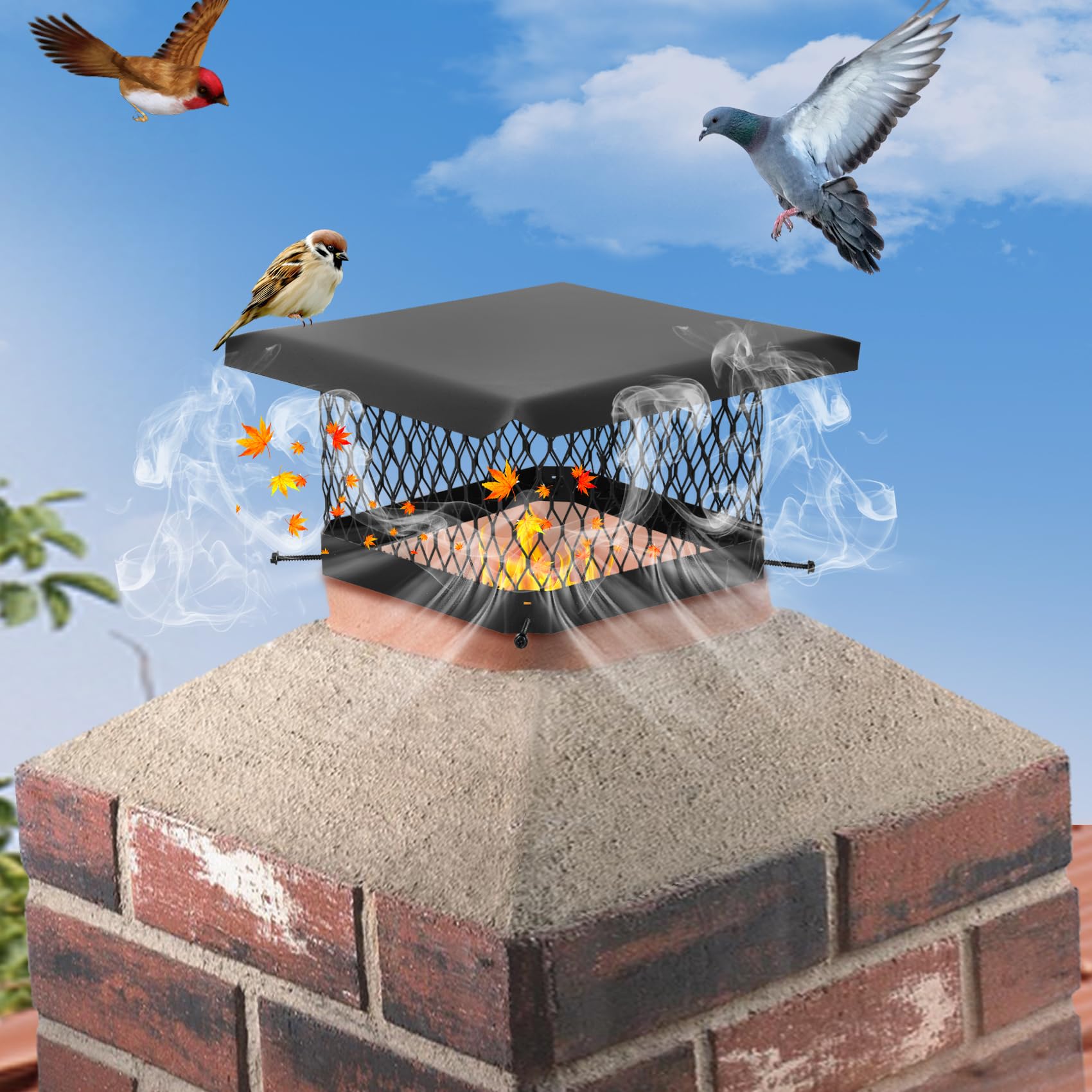 Amazon.com: Chimney Cap Stainless Steel (9"×9")，Single Bolt Chimney ...
