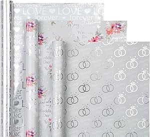 Amazon.com: WRAPAHOLIC Wedding Wrapping Paper Roll - Mini Roll - 3 ...