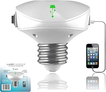 NYCE Power LampCharger Light Bulb Socket Adapter, USB Charging Station ...