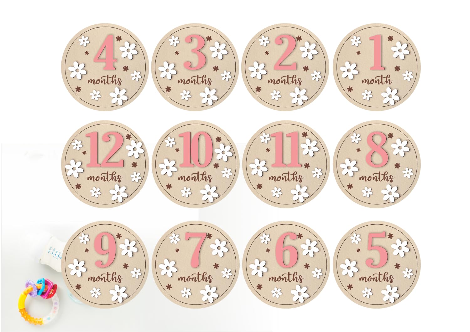 SVM CRAFT® 12Pcs Baby Monthly Milestone Cards pink, Baby Girl or Baby ...