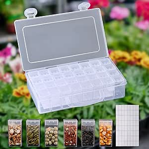 Amazon.com: Acostop 32 Slots Seed Storage Organizer with Label Stickers ...
