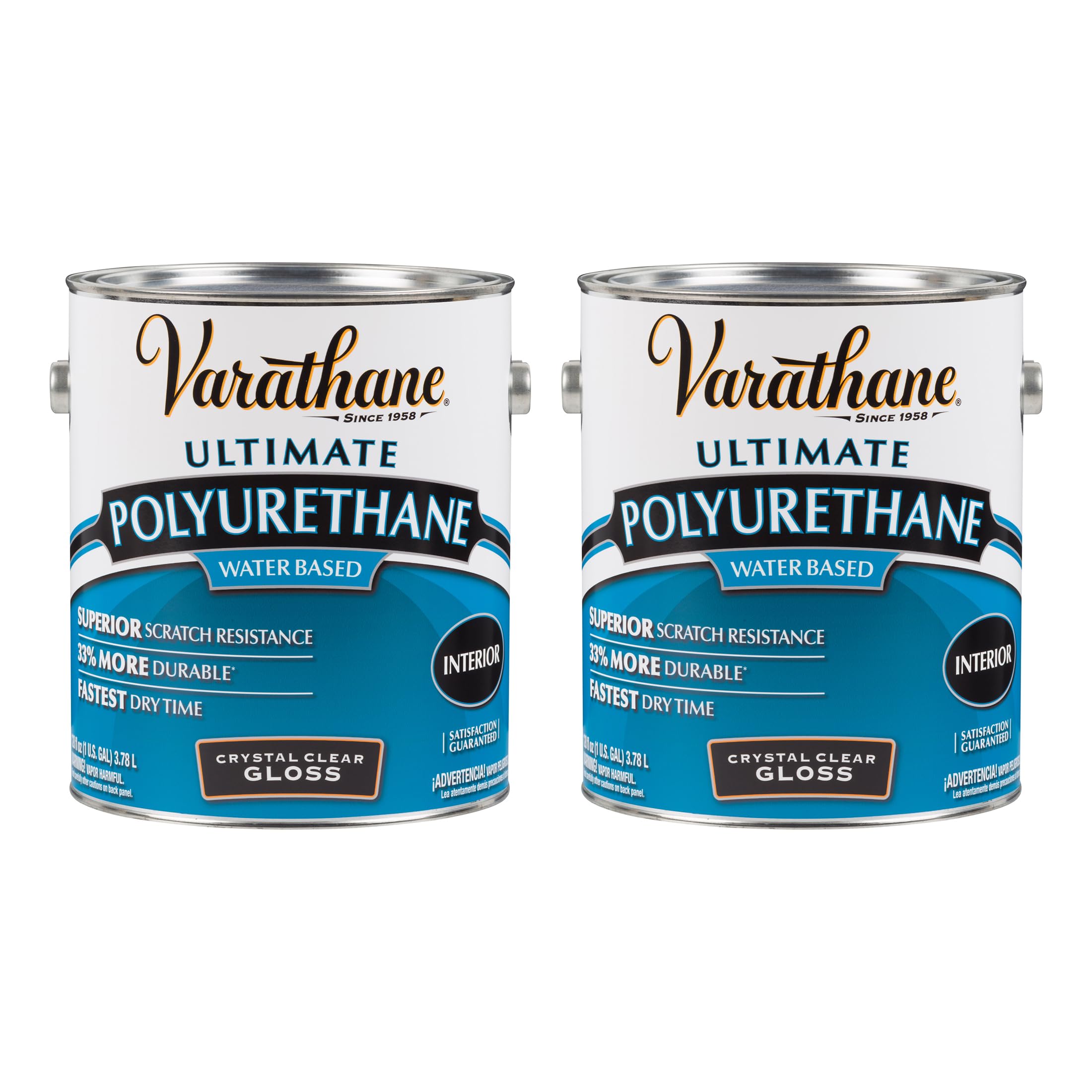 Varathane 200031-2PK Water-Based Ultimate Polyurethane, Gallon, Gloss ...