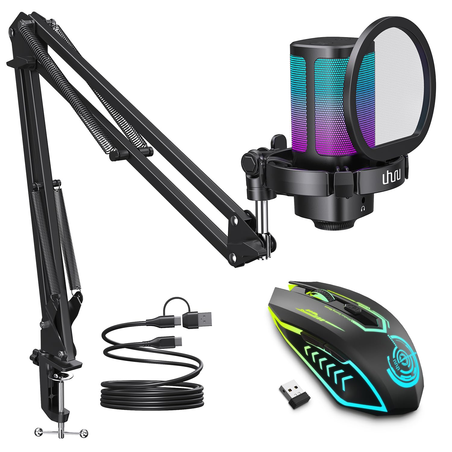 Amazon.com: UHURU Gaming USB Microphone for PC with Wireless Gaming ...