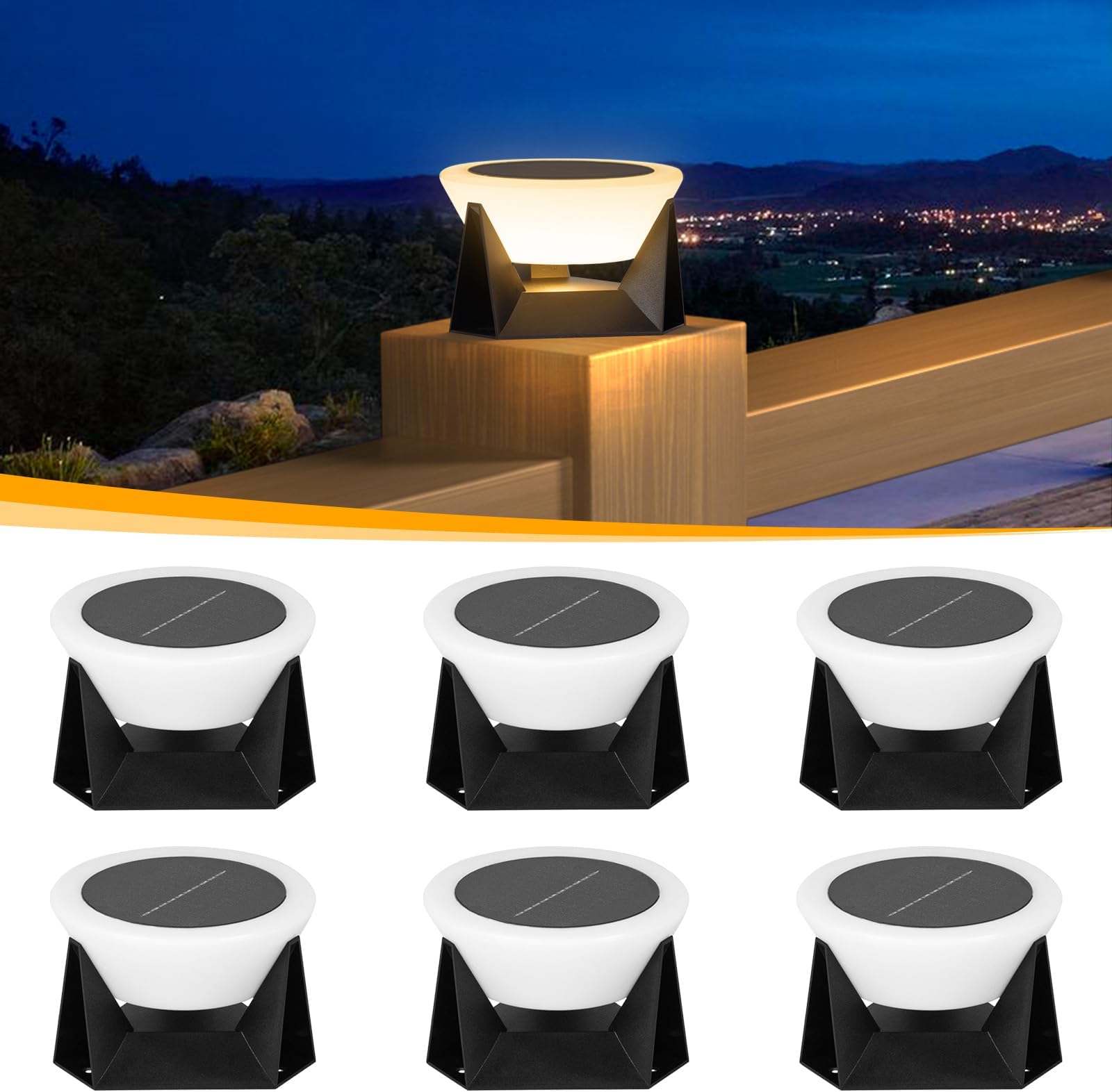 MVBT Solar Post Cap Lights, Outdoor Fence Deck Lamp 6 Pack, Modern ...