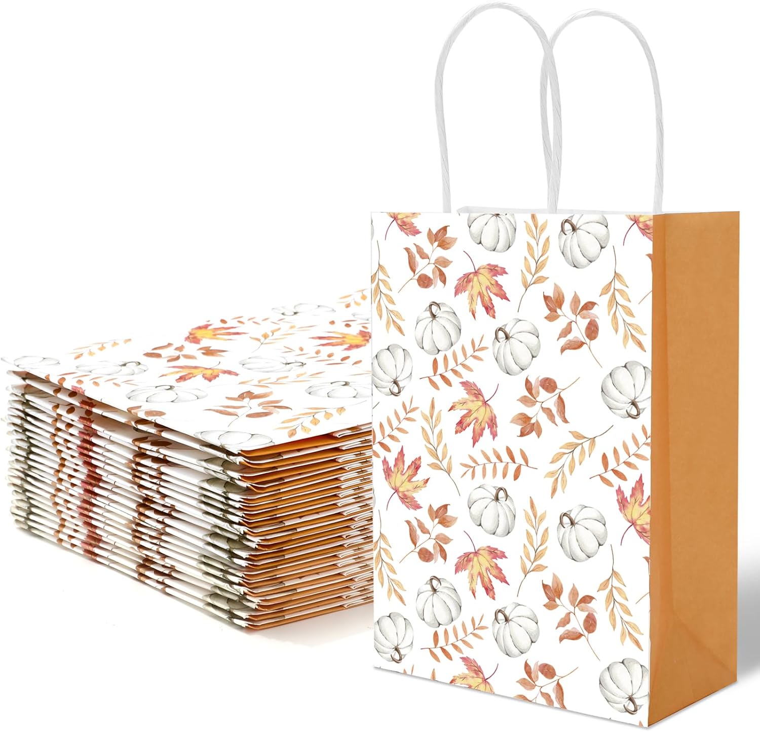 Amazon.com: JarThenaAMCS 24pc Fall Paper Gift Bags - Pumpkin Leaves ...