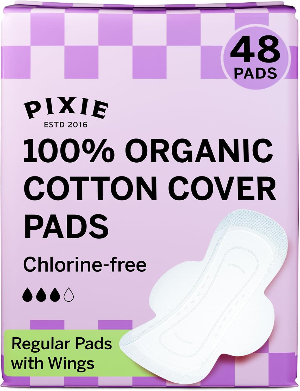 Amazon.com: Pixie Organic Cotton Pads for Women - Ultra Thin with Wings ...