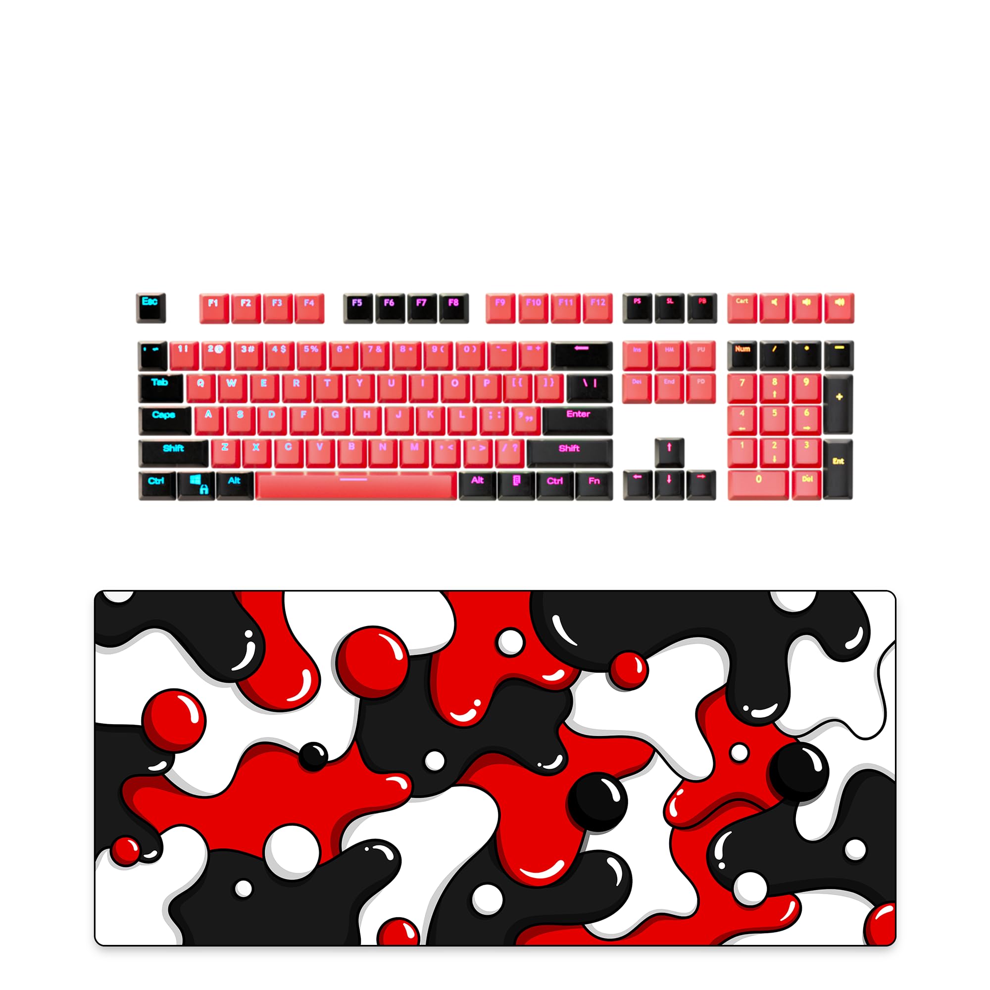 Amazon.com: Kraken Keycaps + XXL Mouse Pad Bundle (Black & Red Keycap ...