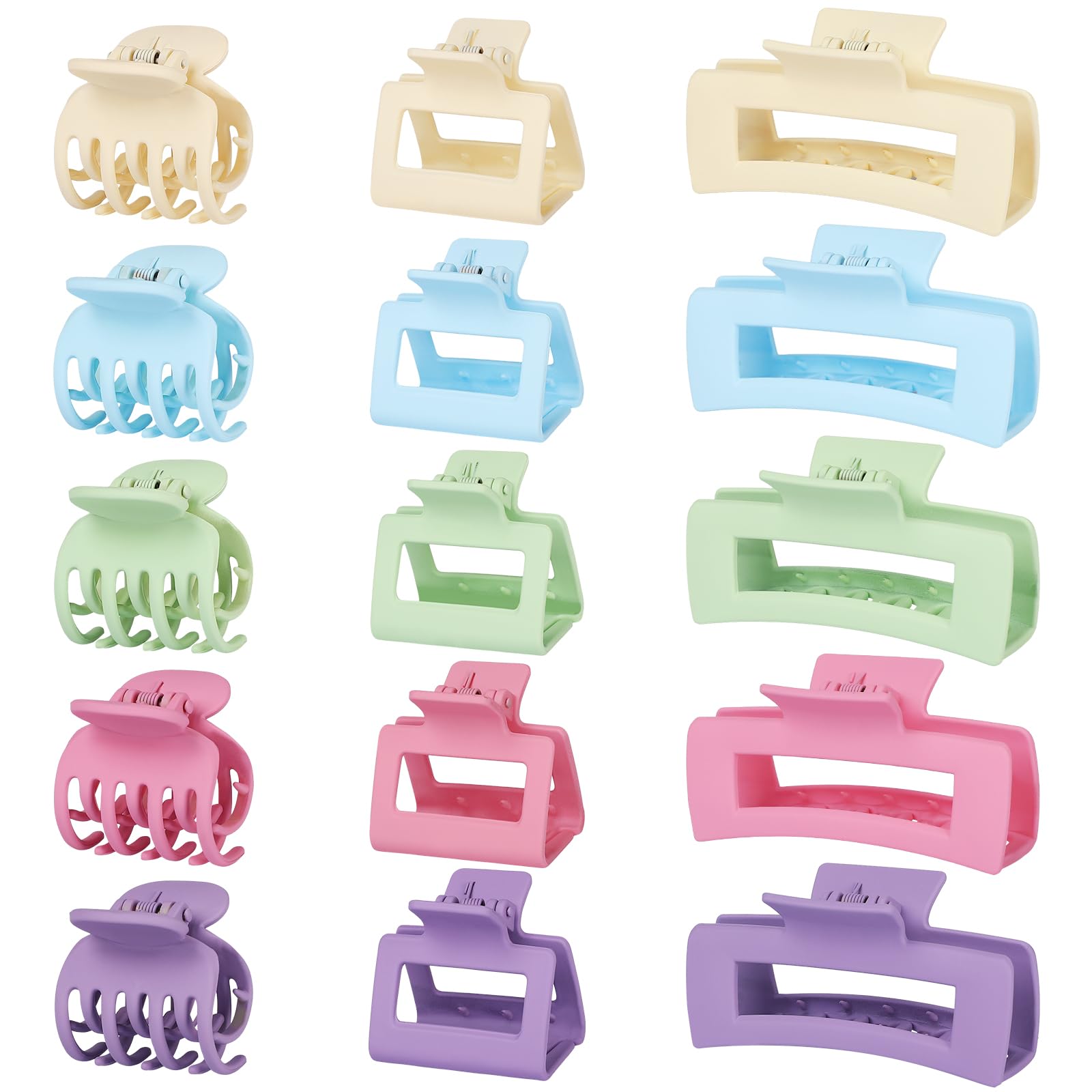 Amazon.com: 15Pcs Matte Nonslip Hair Claw Clips- Large Rectangle Claw ...