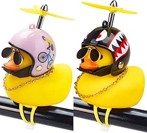 Amazon.com : wonuu Duck Bike Bell with Light and Propeller Helmet Cute ...