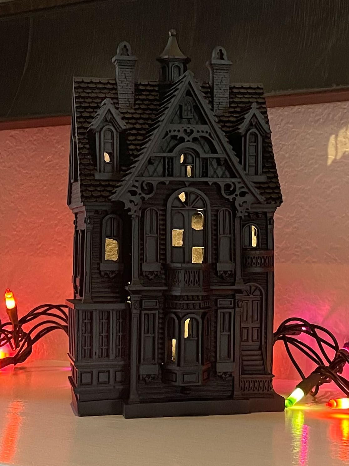 Amazon.com: TenWaterloo Halloween Lighted Haunted House, Black, 9 ...