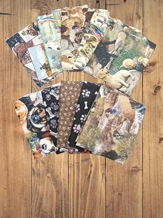 Amazon.com: 10 Fat Quarters - Dogs Fat Quarter Bundle Dog Puppy Puppies ...