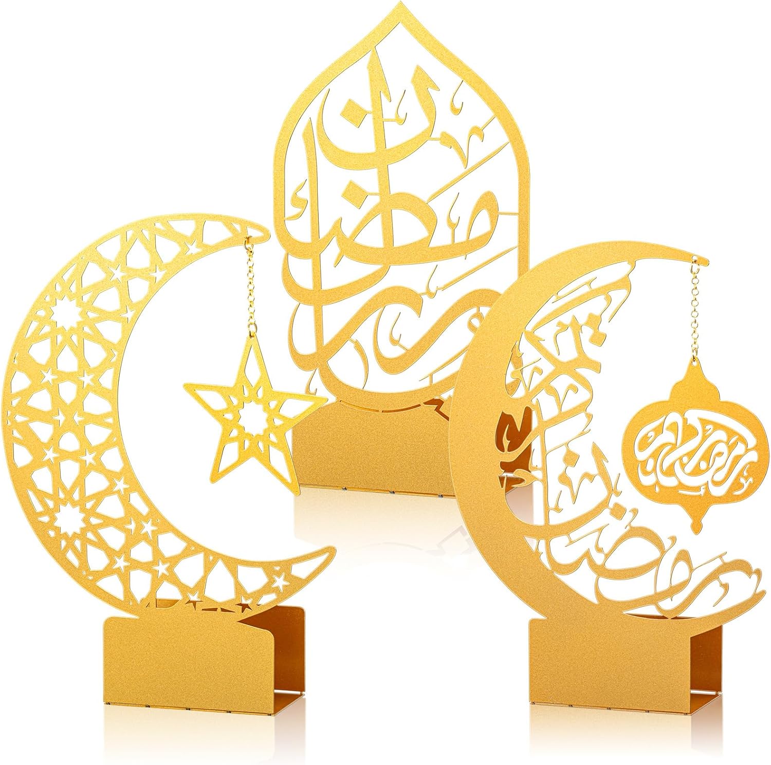 Amazon.com: Photect 3 Pack Ramadan Decorations for Home Golden Moon Eid ...