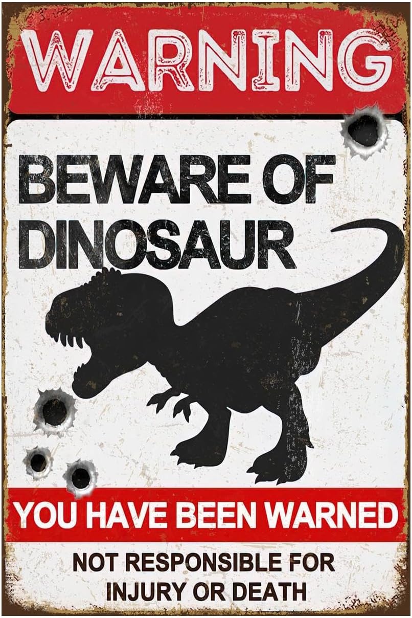 Amazon.com: Xanovir Funny Dinosaur Tin Signs, Warning Metal Sign ...