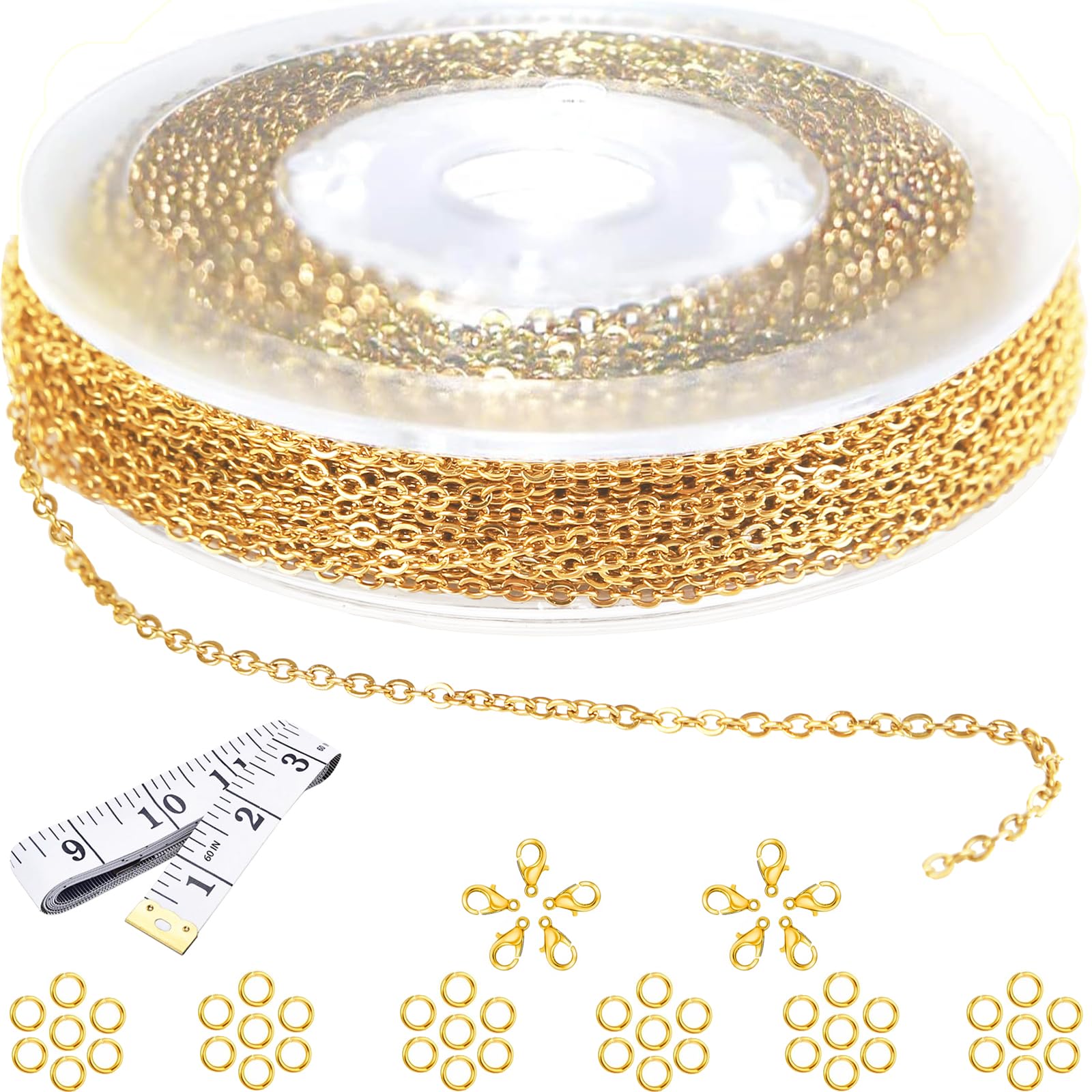 Amazon.com: 33 Ft Stainless Steel Chain for Jewelry Making, 2mm Width ...