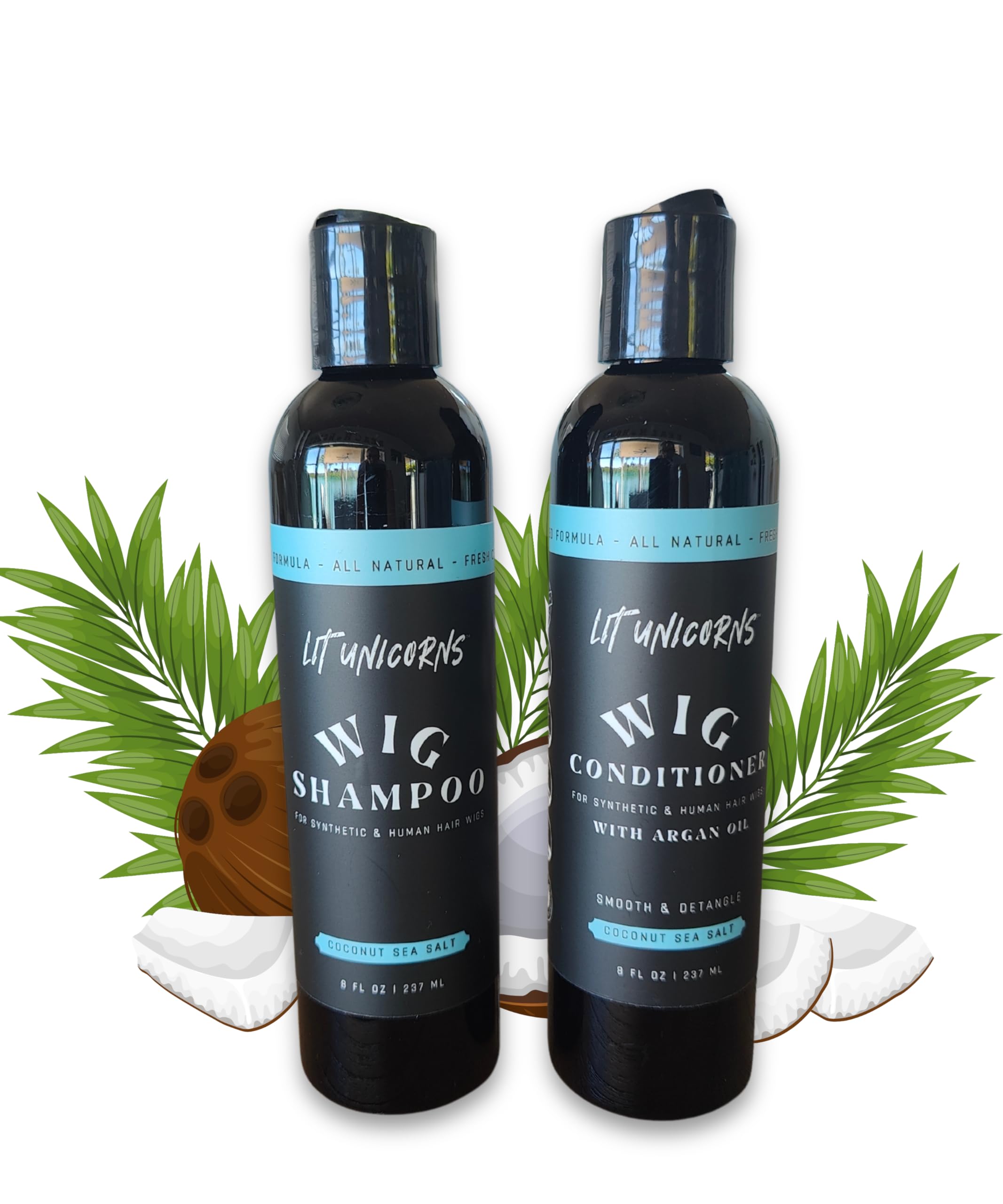 Amazon.com : LIT UNICORNS All Natural Wig Shampoo & Conditioner Set for ...