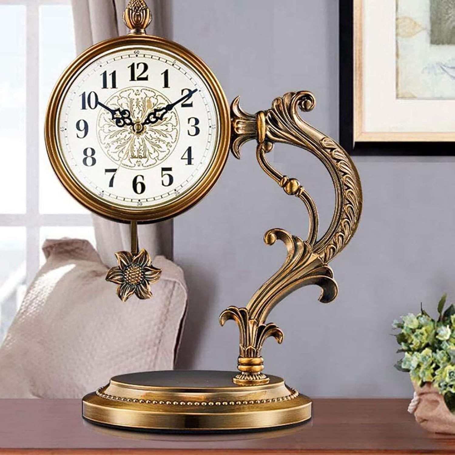 GLHalfM Mantel Clock Shelf Clock Copper-Plated Pendulum Clock Large ...