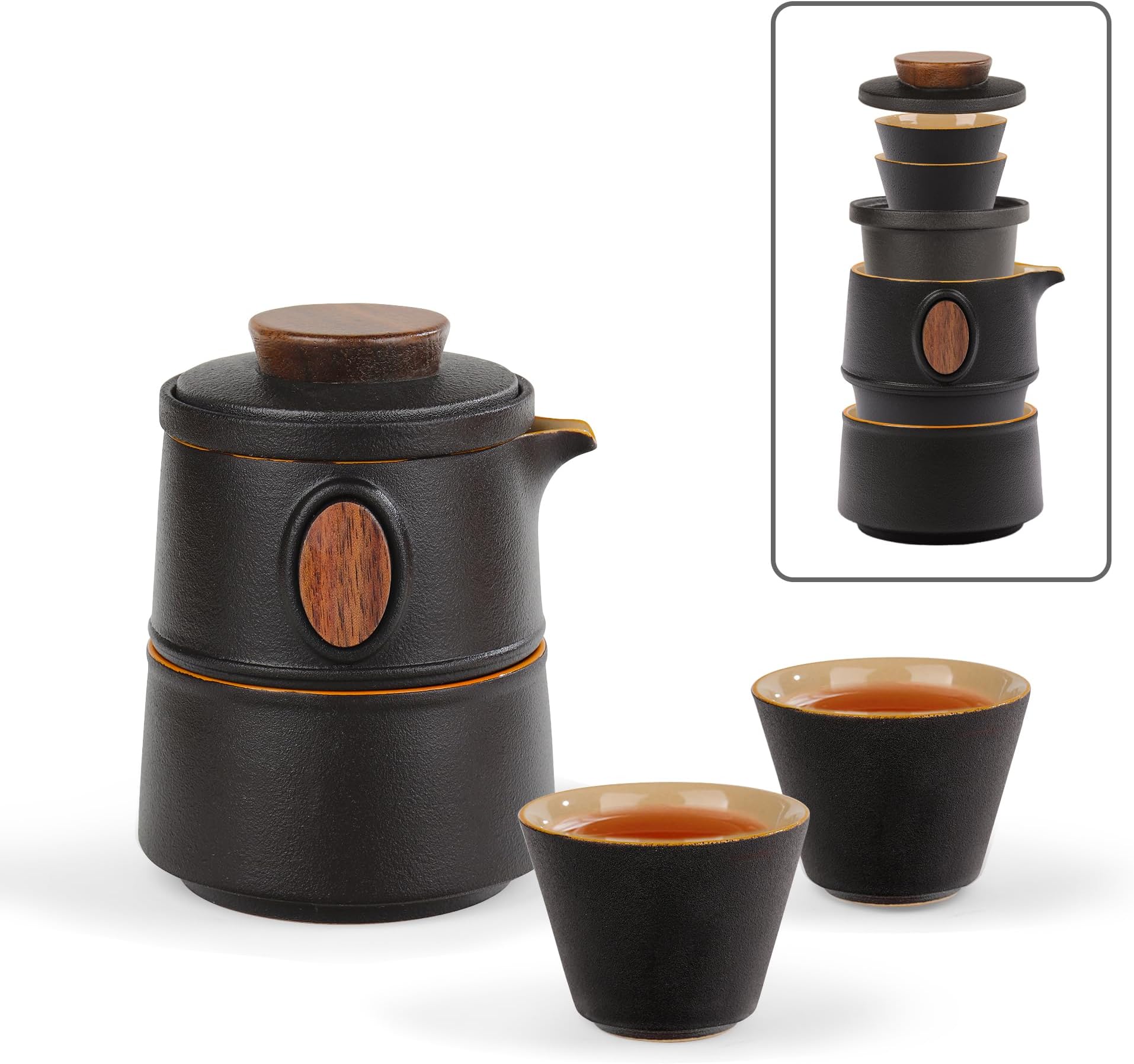 Amazon.com | TBACW Travel Ceramic Tea Pot Set Chinese Kung Fu Teapot, 1 ...