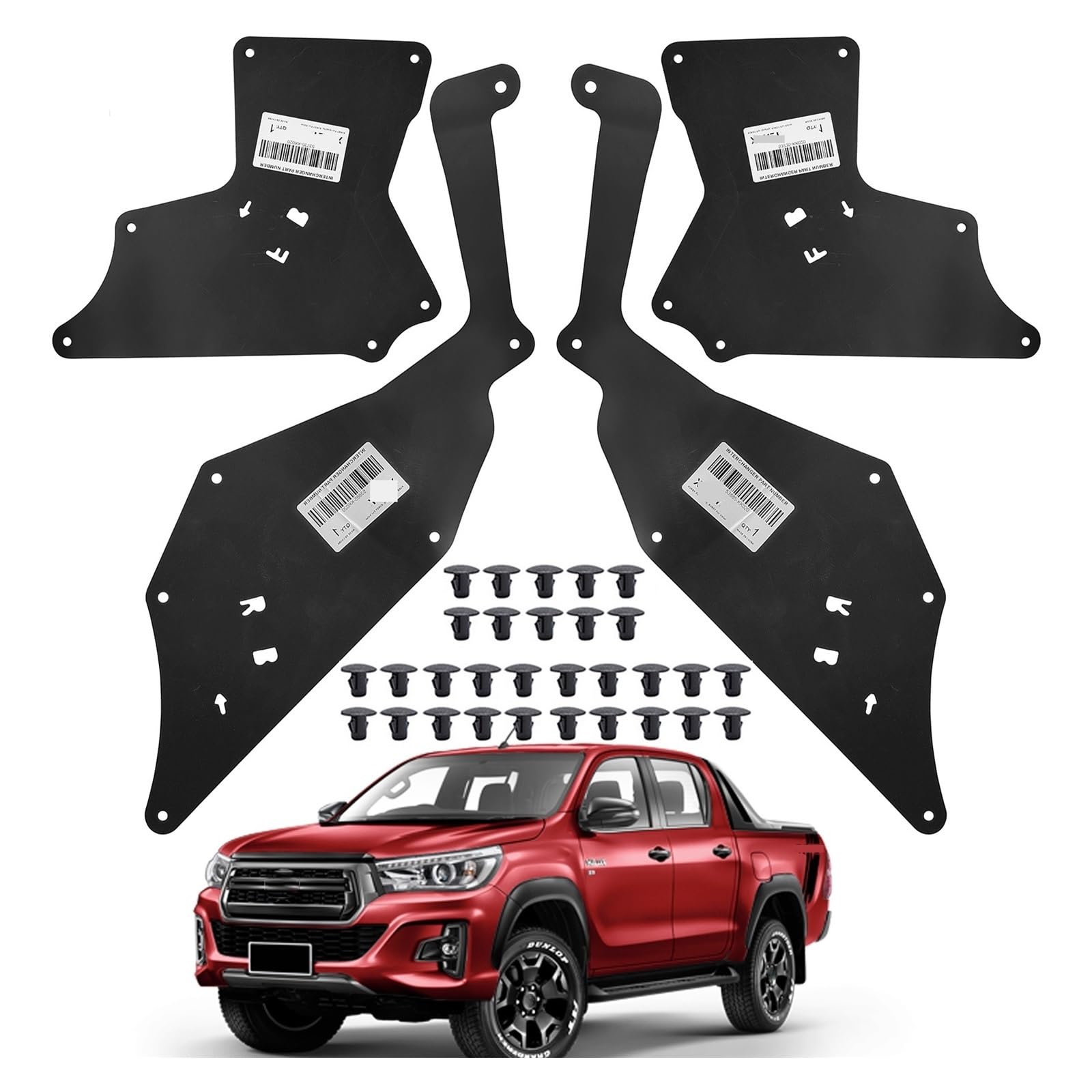 Amazon | スプラッシュシールド 4 個、トヨタ ハイラックス フォーチュナー 2015-2024 フェンダーライナー エプロン ガード ...