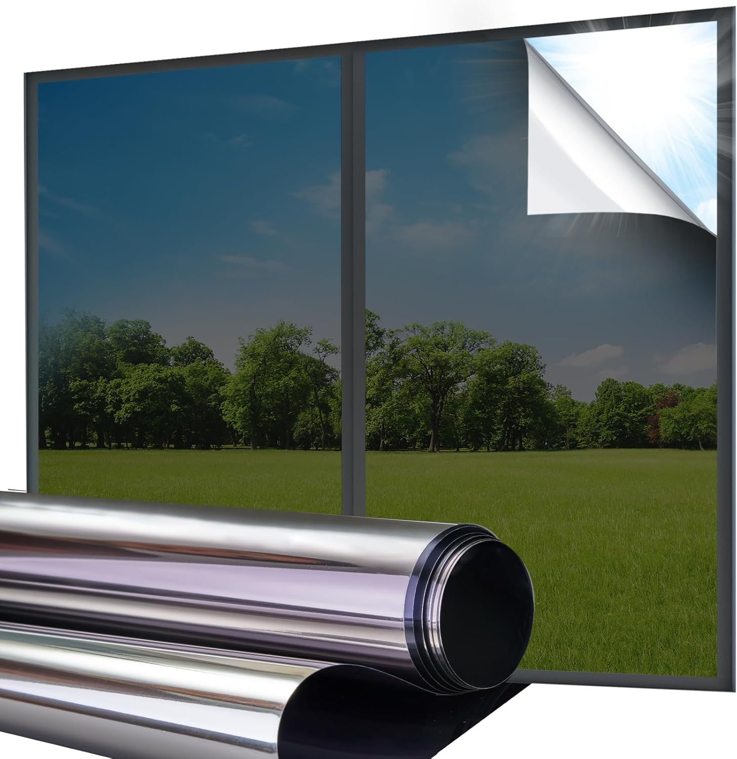 Coavas One Way Window Film Reflective Window Films for Privacy Mirror Window Film for Sun ...