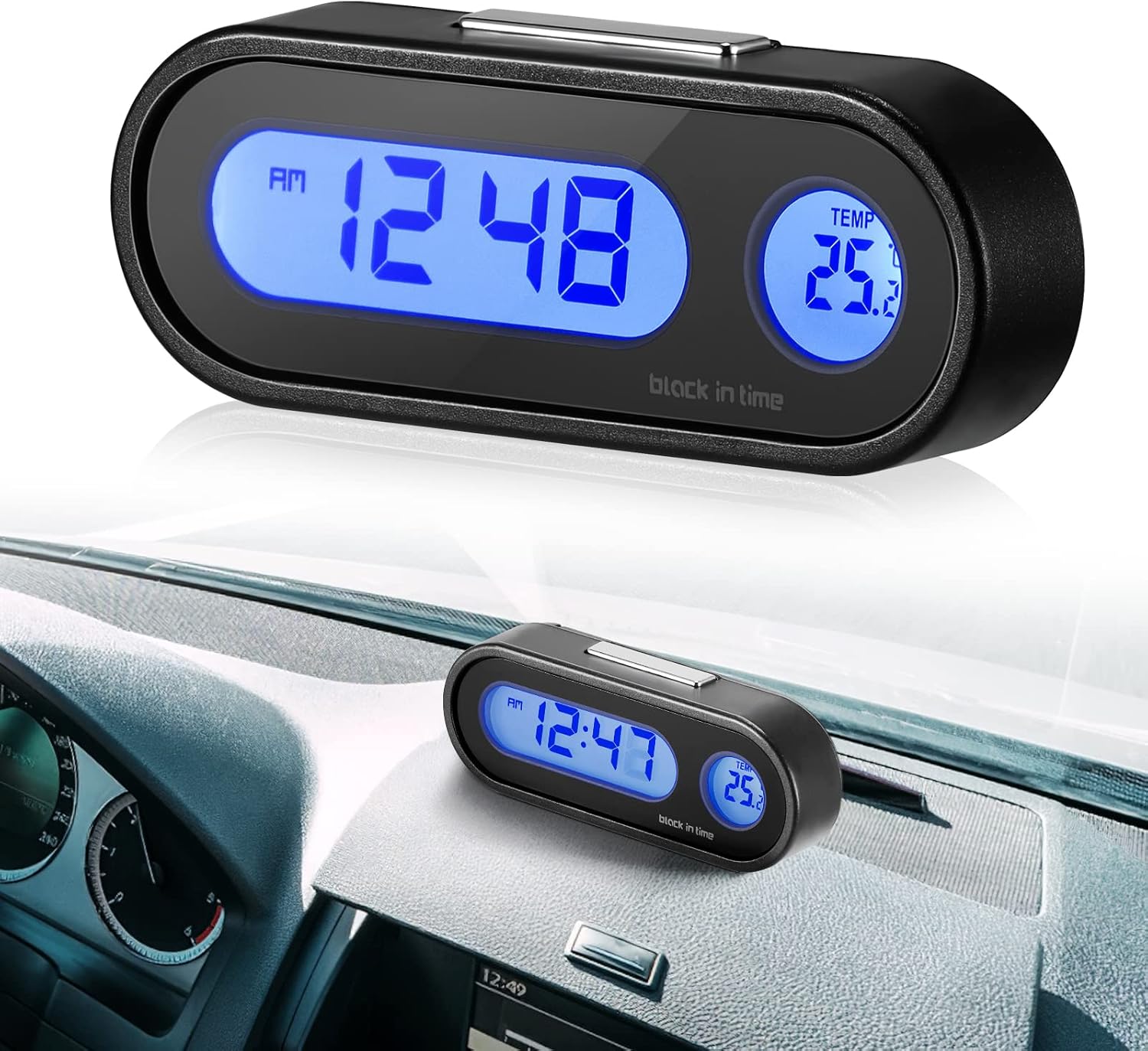 Car Clock Thermometer,LED Screen Car Interior Decor Thermometer Clock,2 ...
