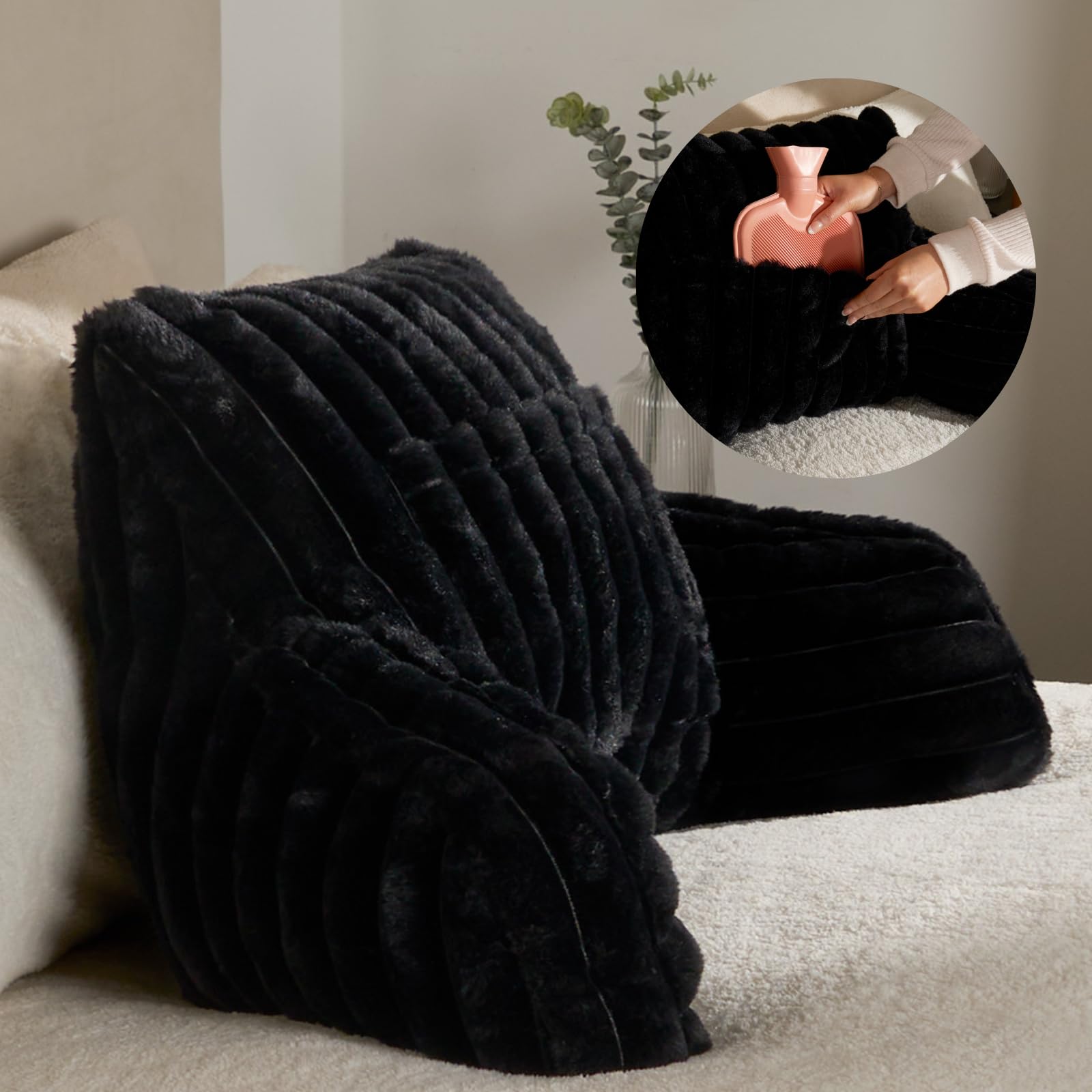 OHS Supportive Cushion for Back Faux Fux Ribbed, Heatable Pocket Cuddle ...