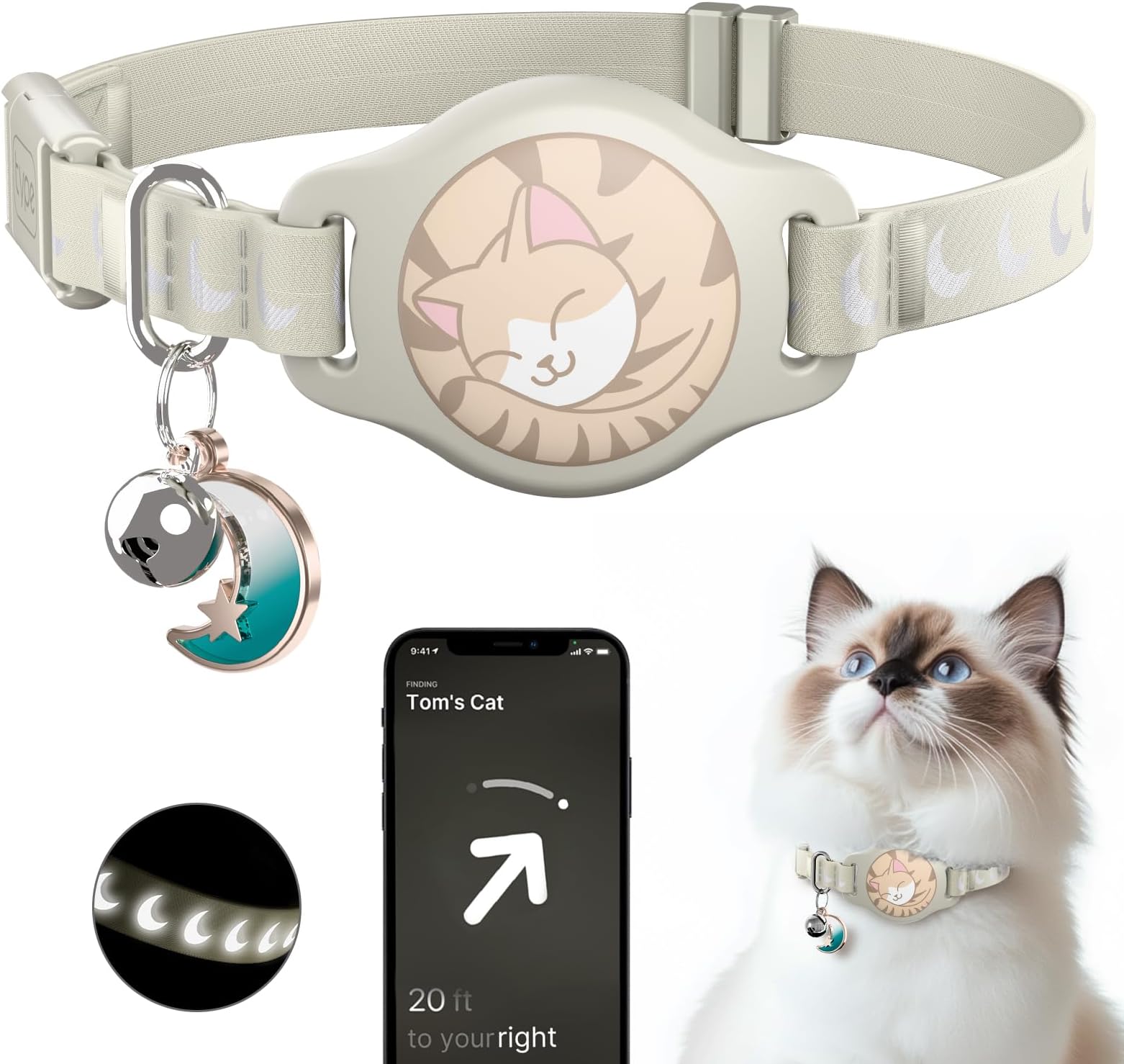 JESWO Airtag Collar para Gato, Collar Reflectante Airtag para Gatos ...