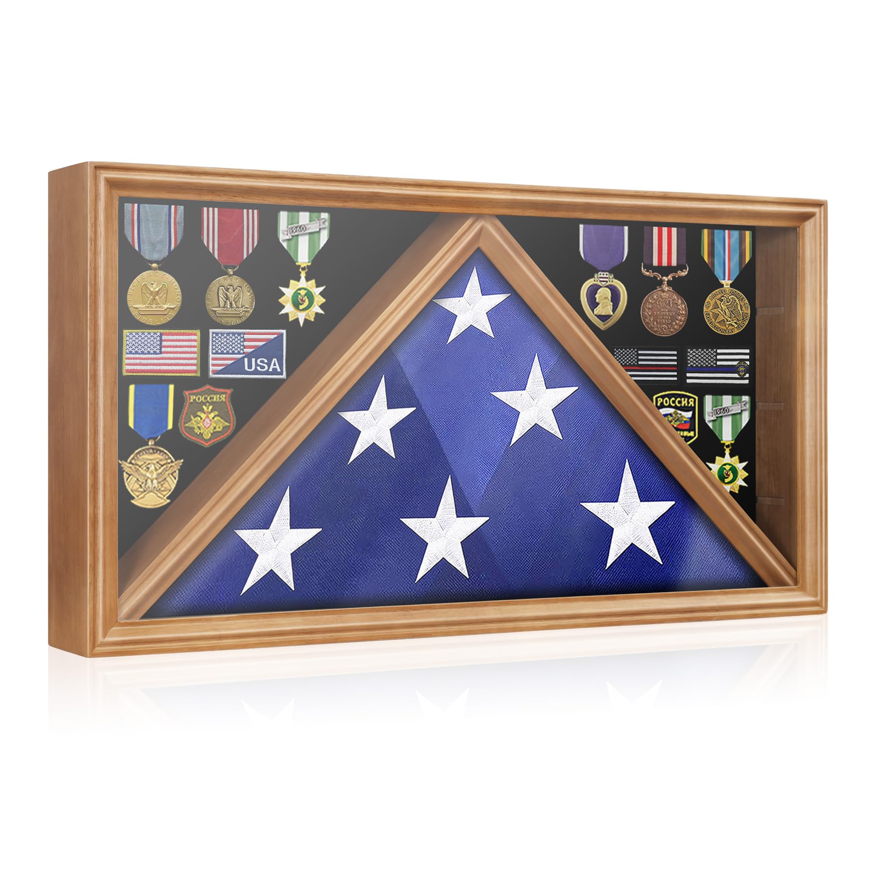 Amazon.com - Large Military Burial Flag Shadow Box Display Case, Solid ...