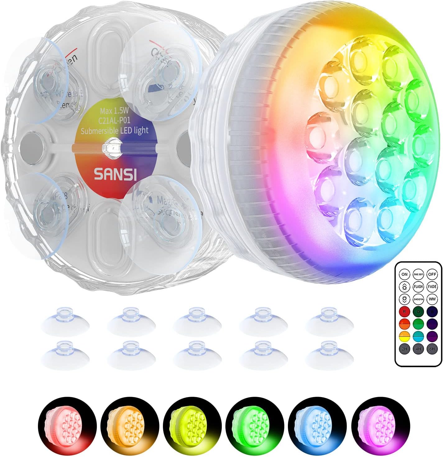 Amazon.com: SANSI RGB Pool Lights with 16 Colors RF Remote, IP68 ...