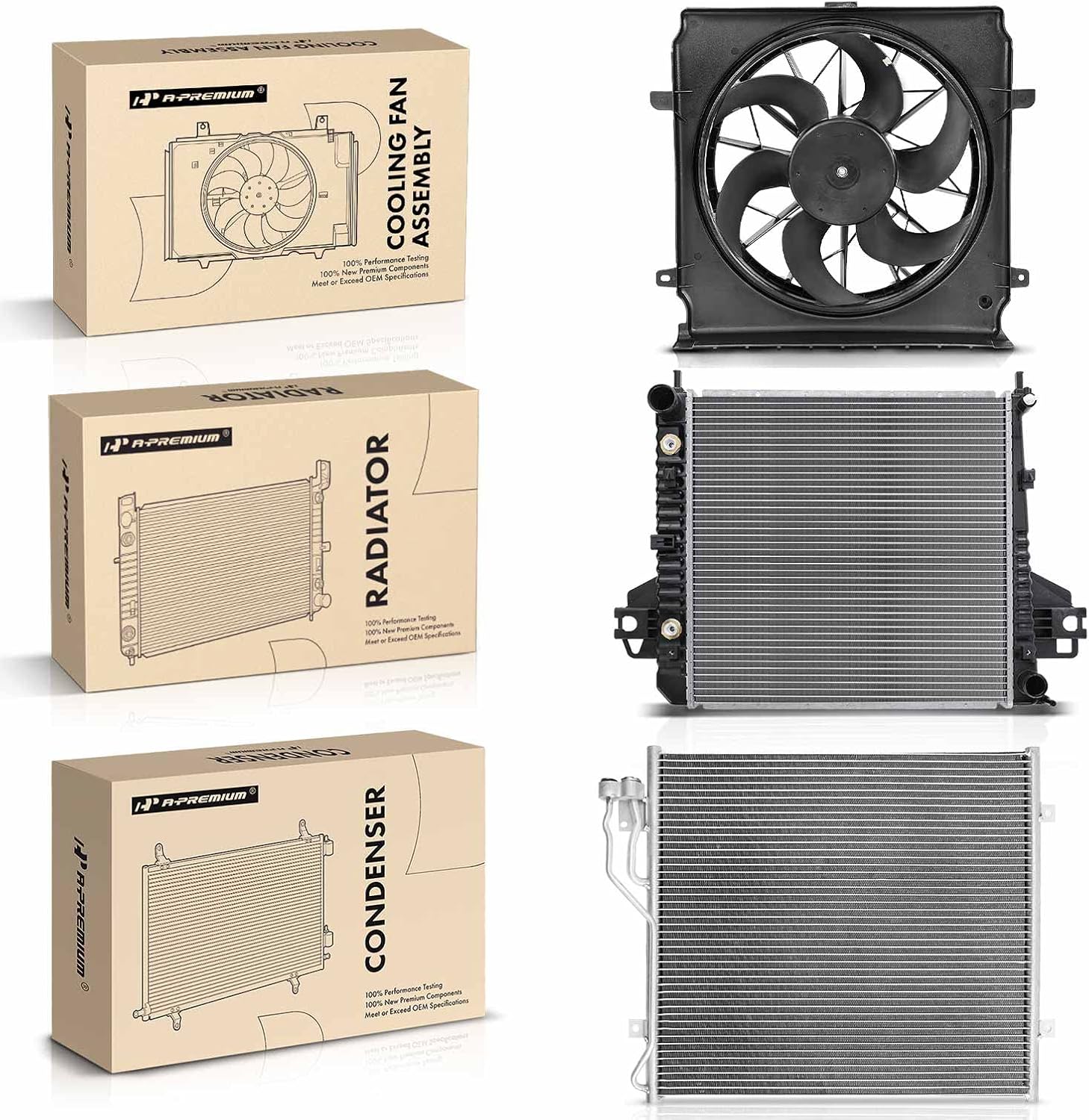 Amazon.com: A-Premium Engine Coolant Radiator & A/C Condenser & Cooling ...