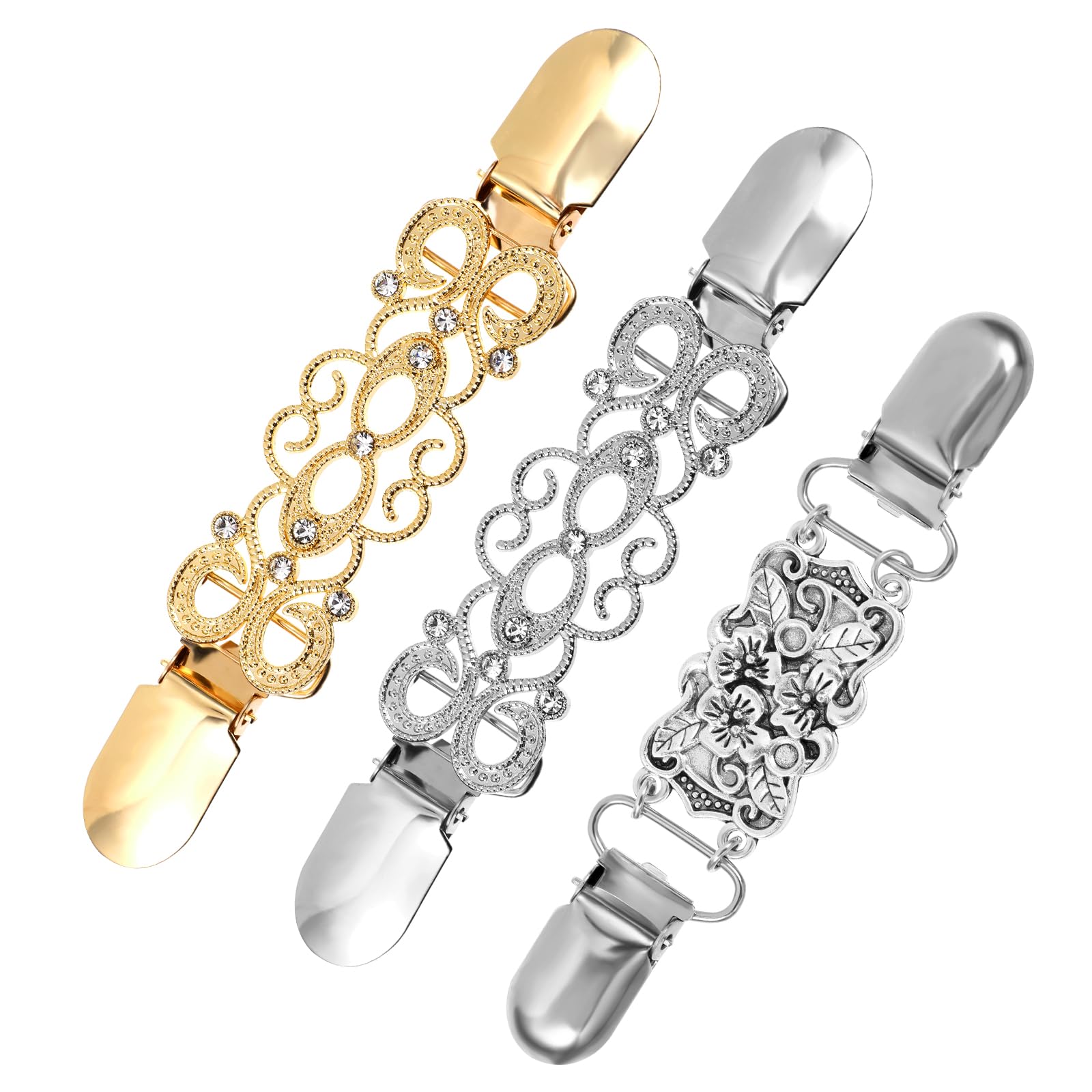 Amazon.com: 3pcs Gold Silver Sweater Clips Shirt Clips for Women Dress ...
