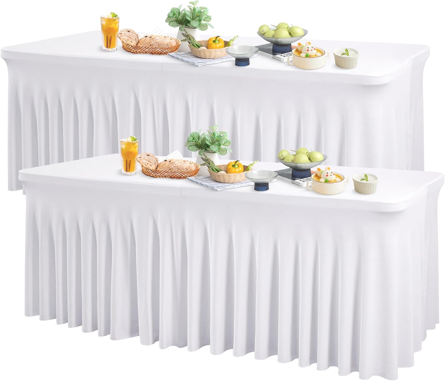 Amazon.com: Wish Care 2 Pack White Spandex Table Clothes for 6 Foot ...