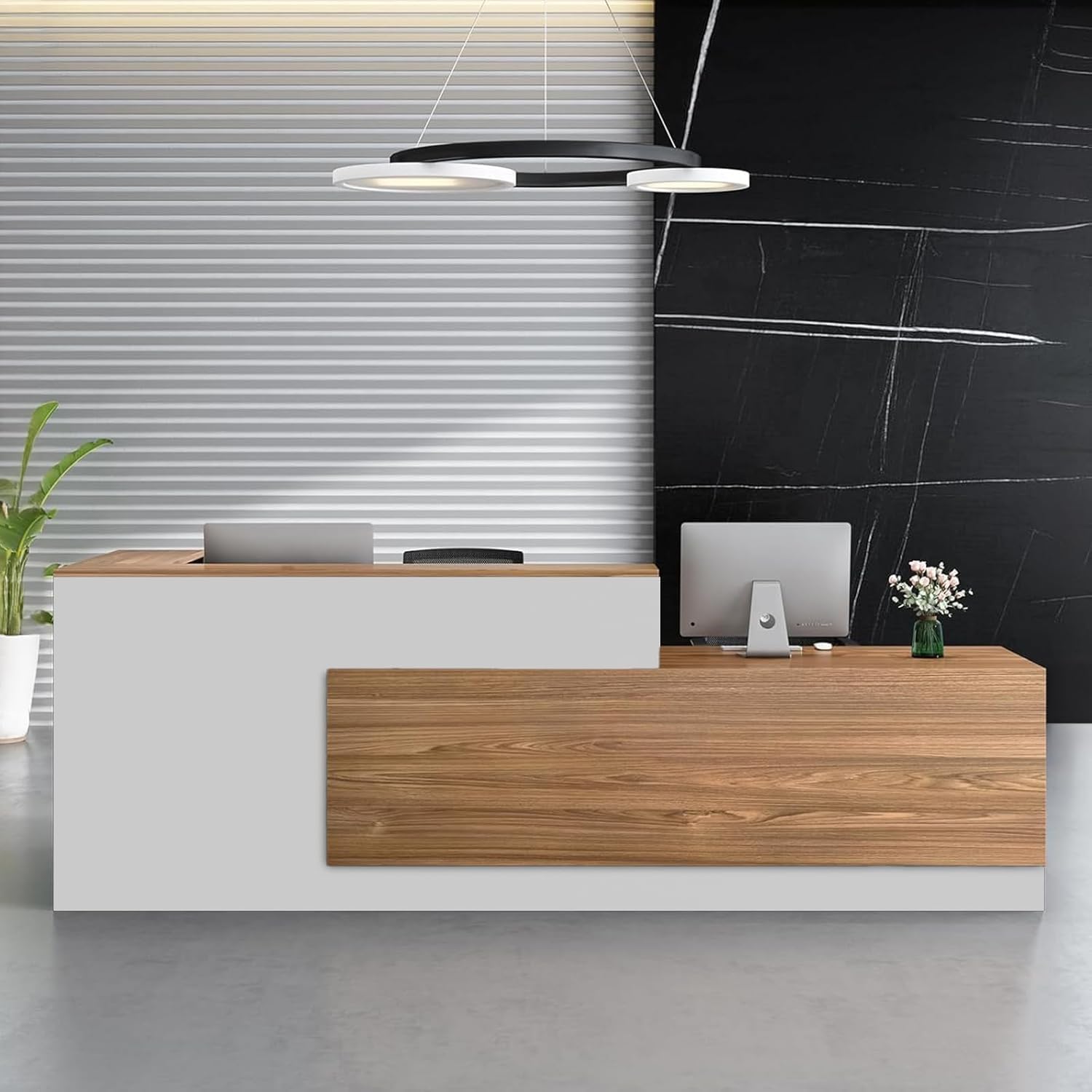 Modern Reception Desk,L-Shaped Large Wooden Bahrain | Ubuy