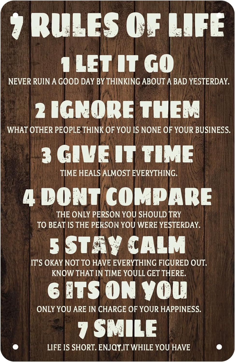 Amazon.com: Youpinnong Inspirational Quote Metal Tin Sign 9 Rules of ...