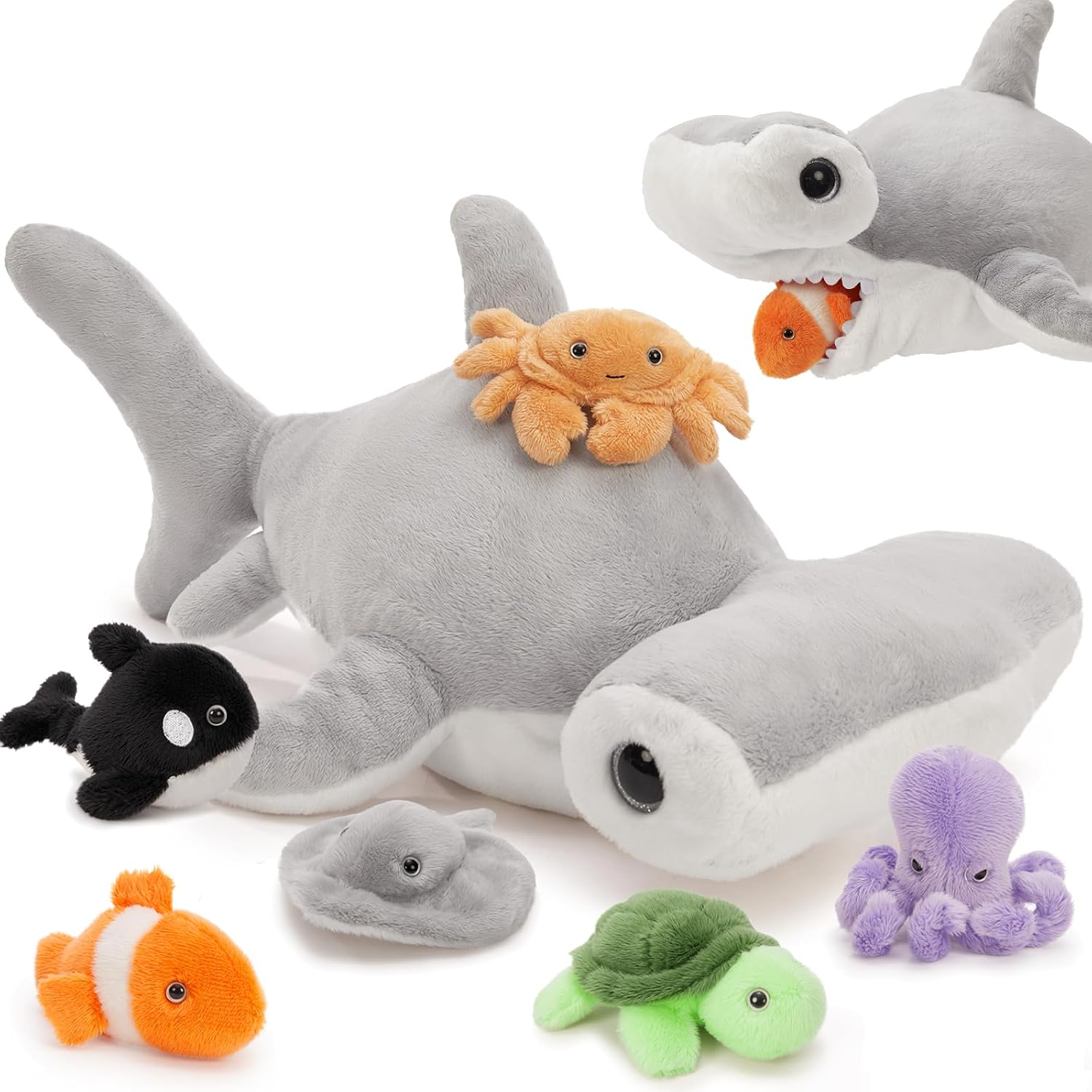 Amazon.com: MaoGoLan 7 Pcs Soft Shark Stuffed Animal with 6 Sea Animal ...