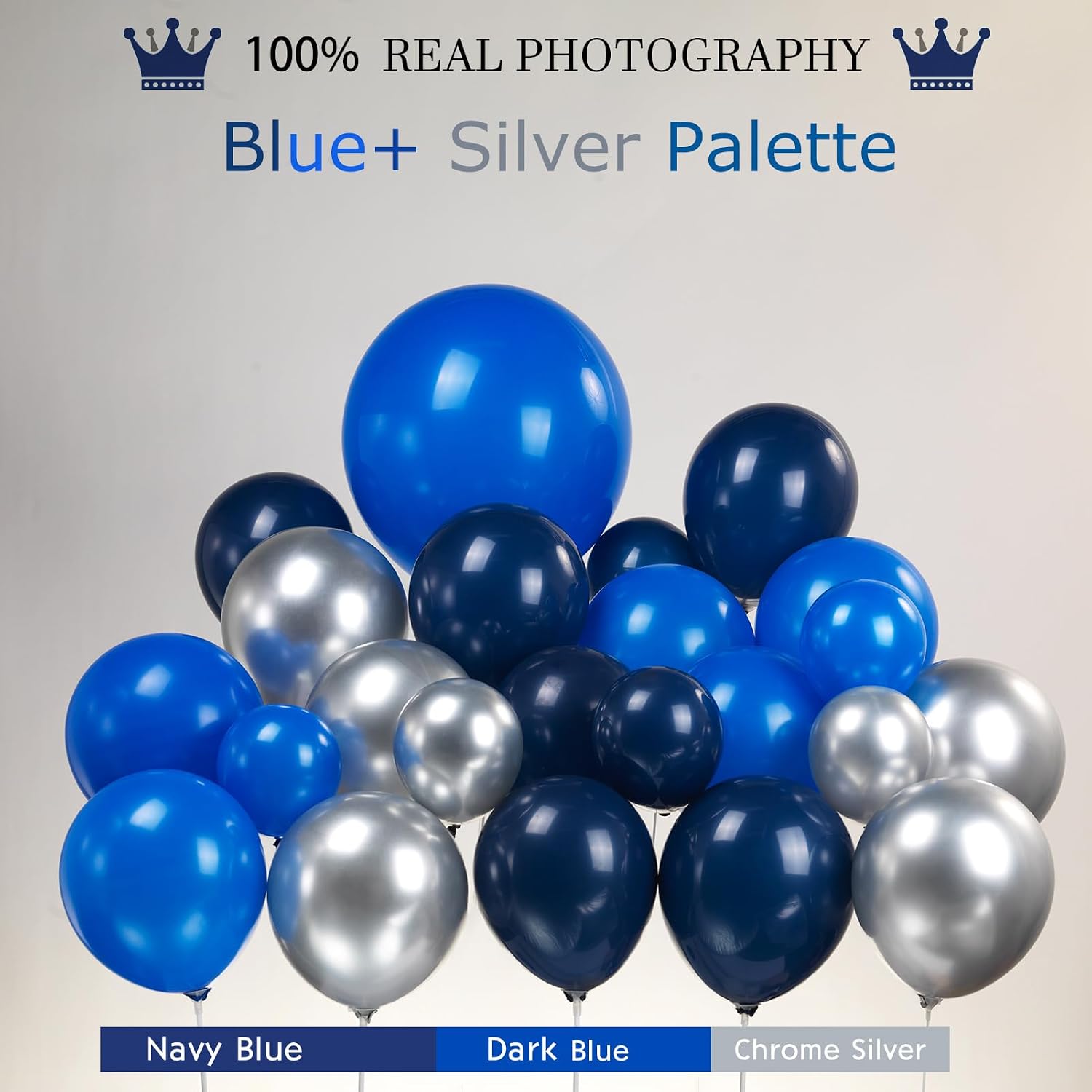 Kit de guirnalda de globos azul marino y plateado, 132 piezas azul ...