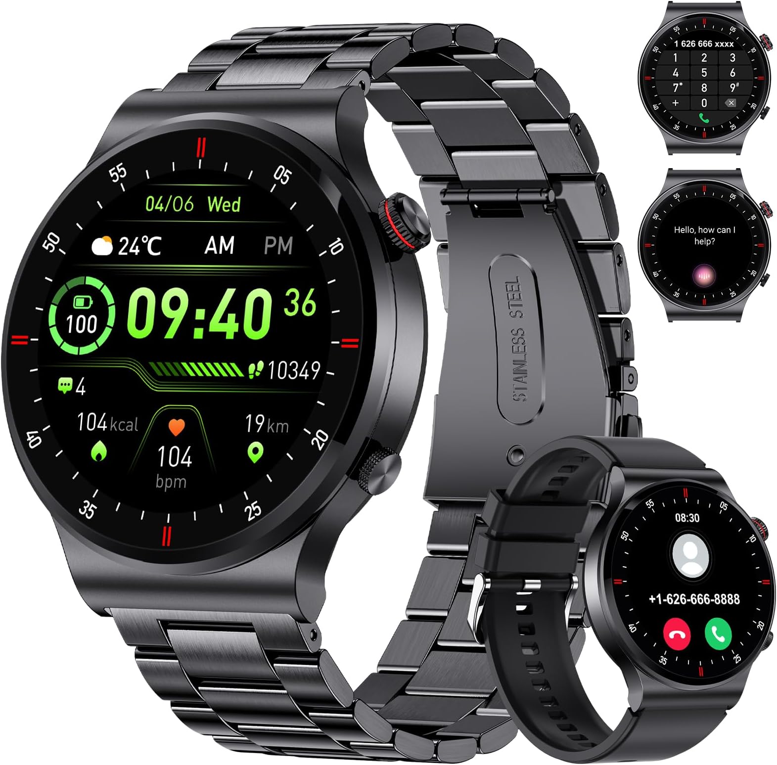 LIGE Smartwatch Herren Bluetooth Anruf Musik Voice Chat für Android und ...
