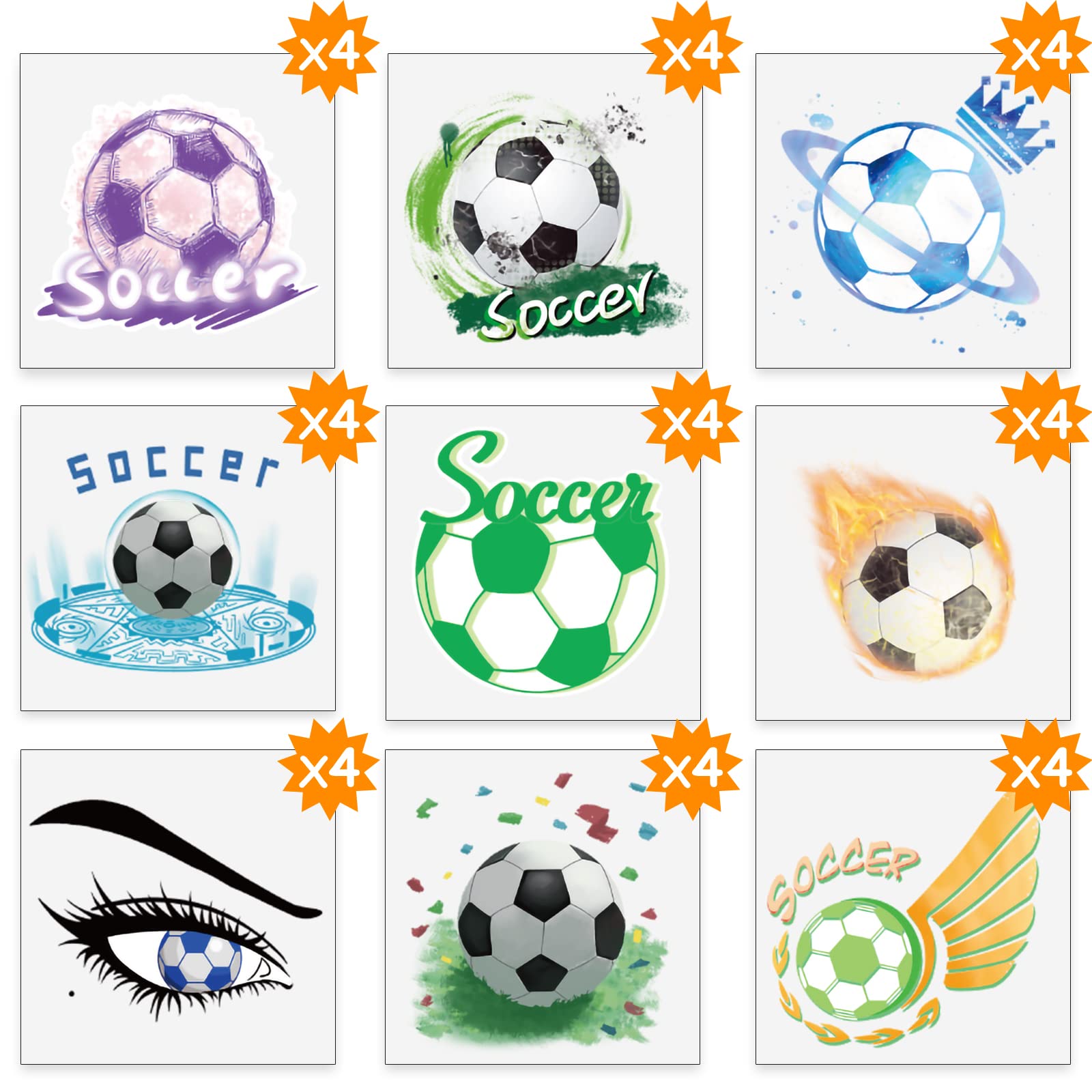 Snapklik.com : Soccer Sports Waterproof Temporary Tattoos,140 Piece ...
