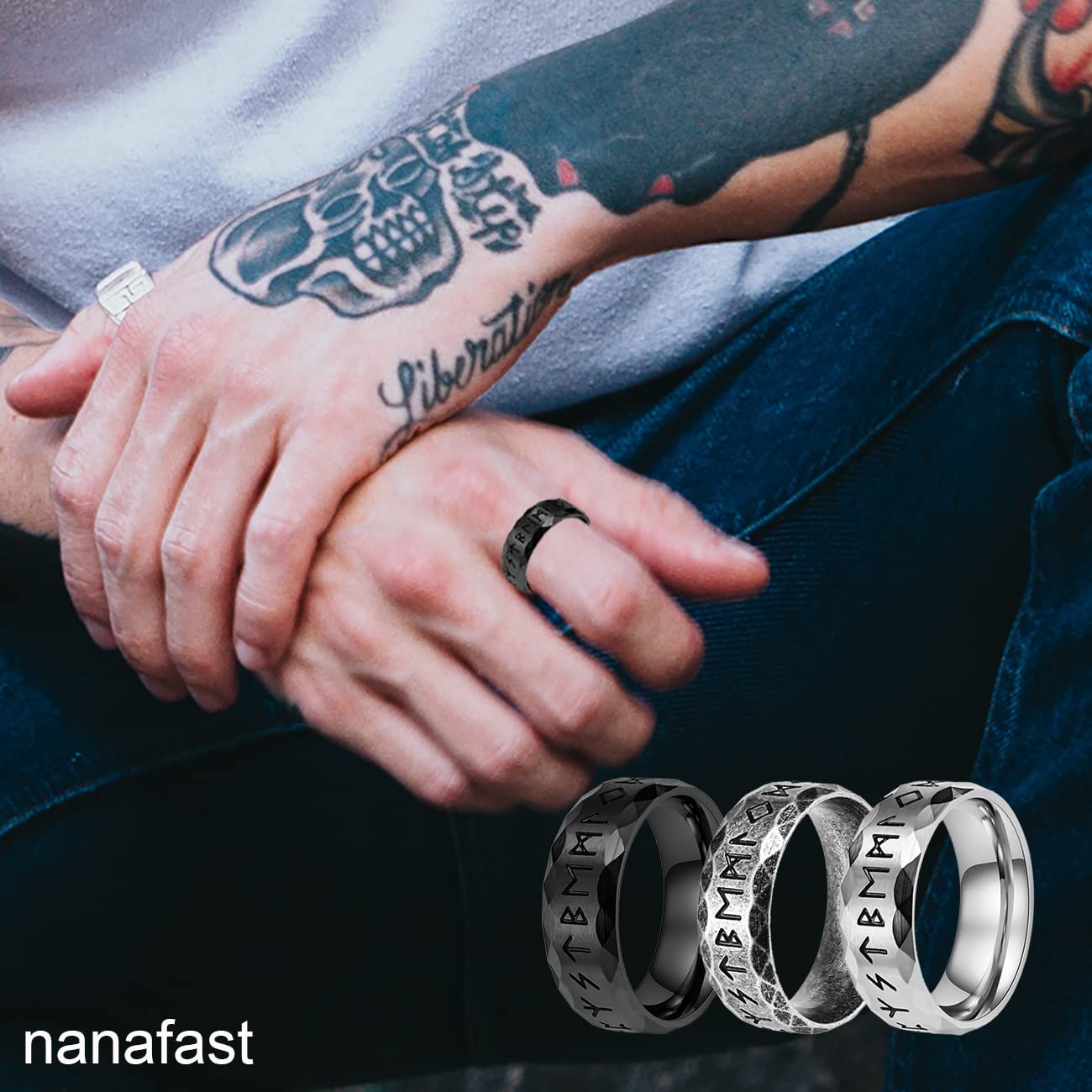Snapklik.com : Viking Rings For Men, Women Silver/Black/Vintage ...