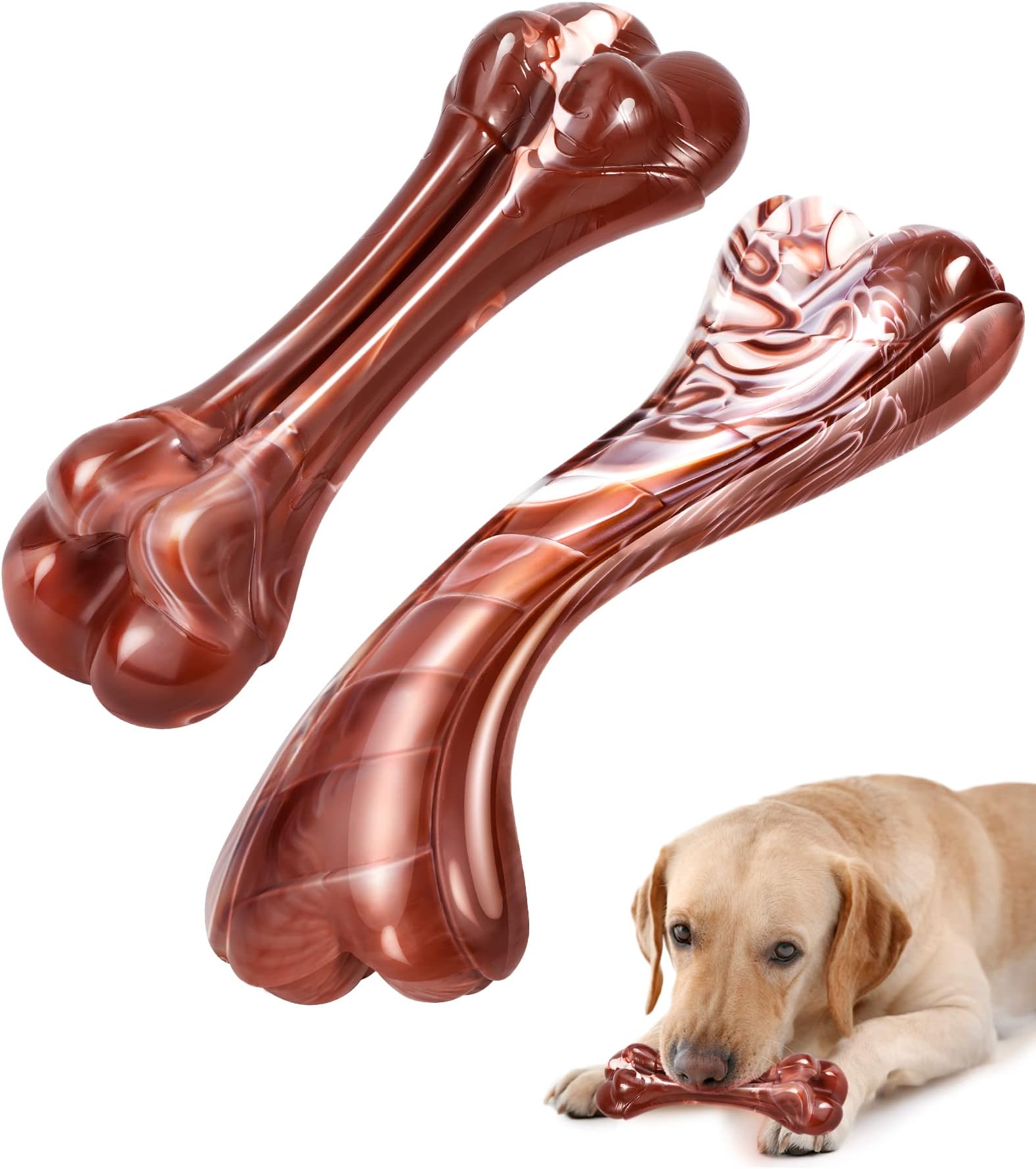 GOODBOY GNAW A BONE 2 PACK NYLON DENTAL DOG CHEW TOY 1 BACON 1 CHICKEN ...