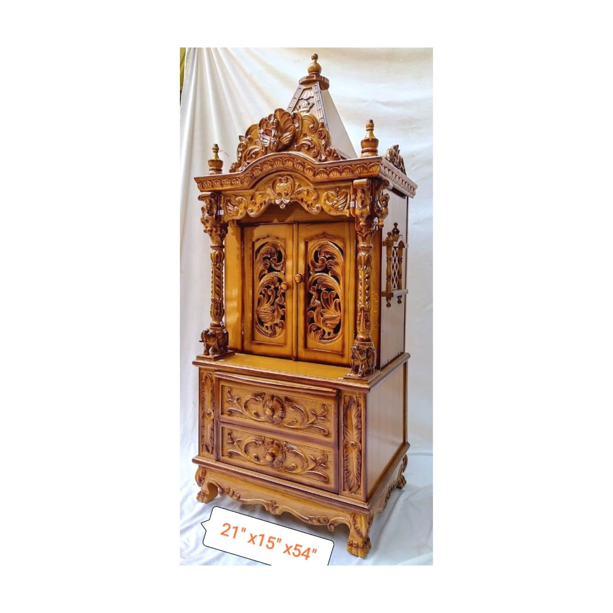 Buy AtoZ India Cart Wooden Temple for Home Hindu Mandir Teak Wood ...